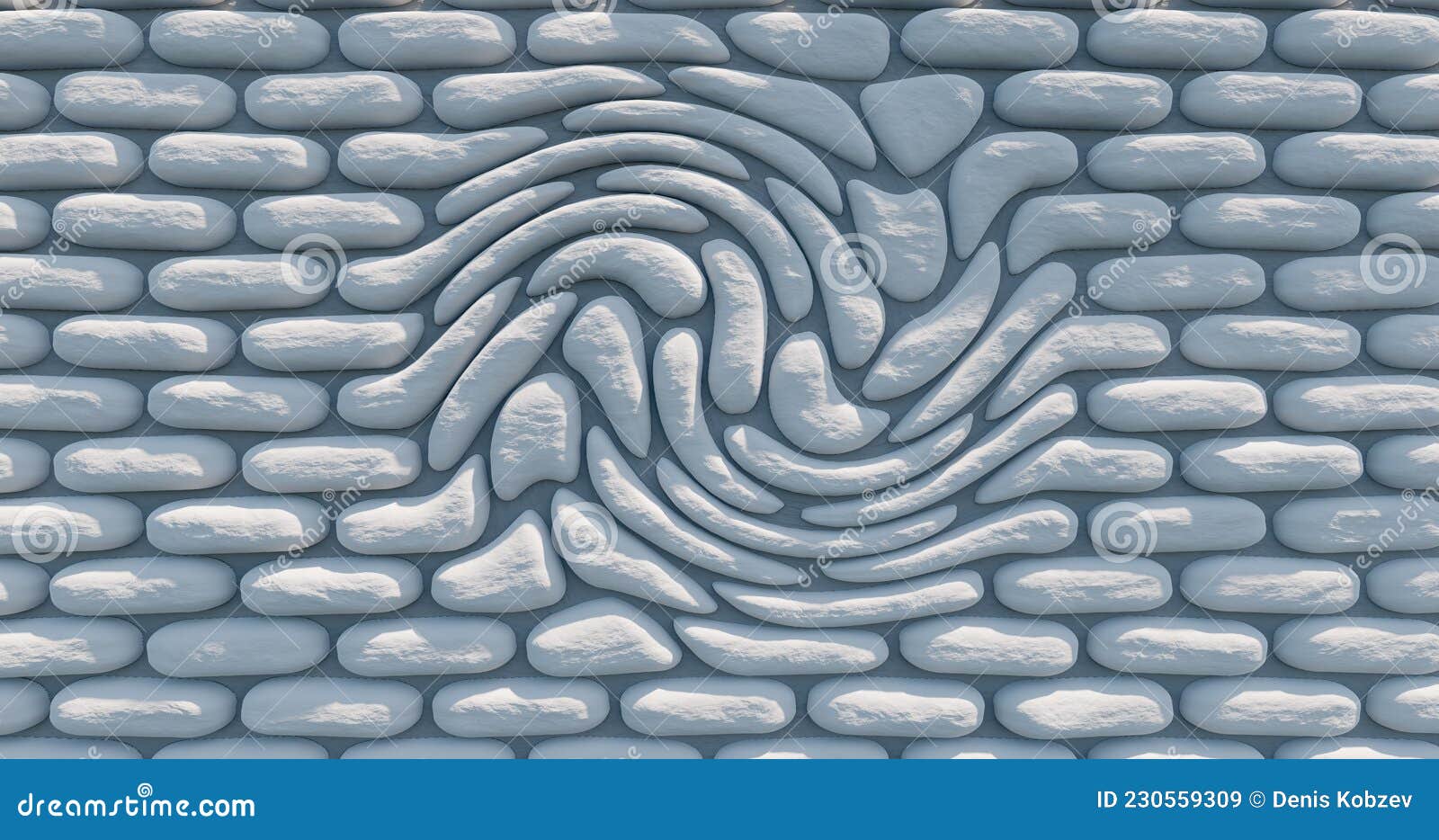 3D Rendering. Wall Masonry in White Cobblestone or Stone with a Front ...