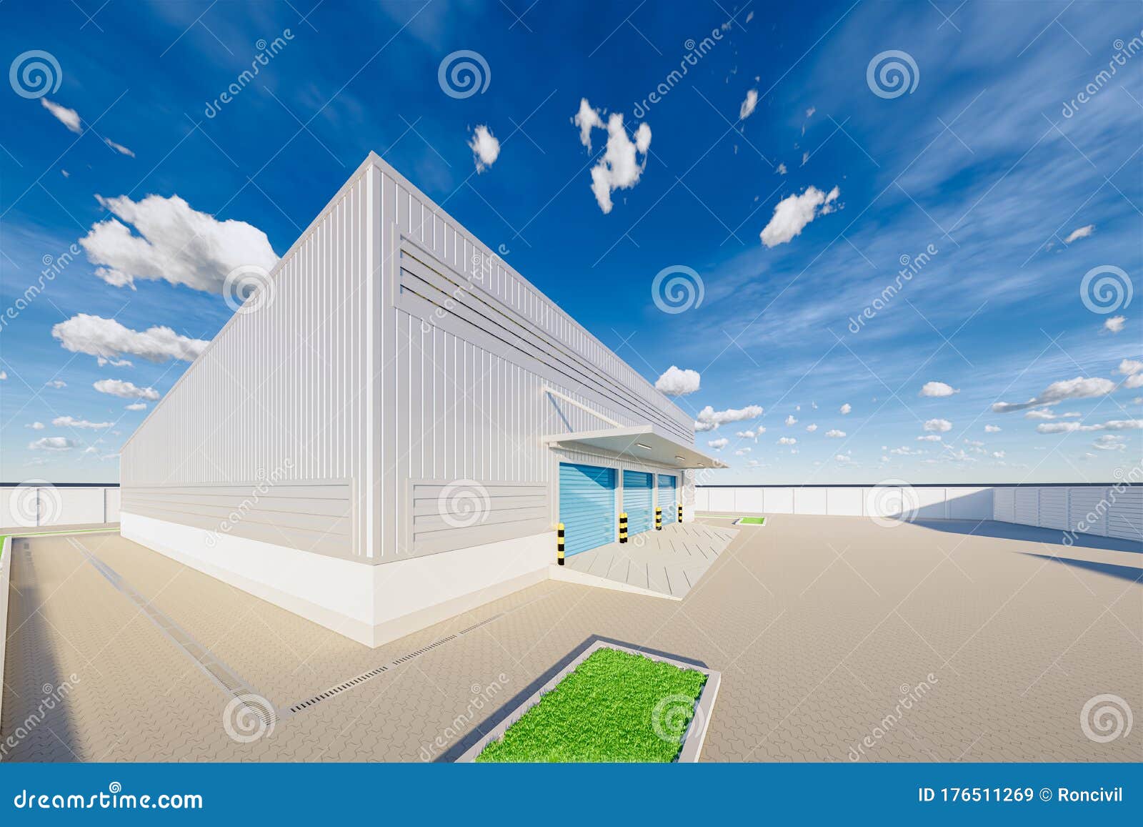 3d Rendering Warehouse Building Stock Illustration - Illustration of ...