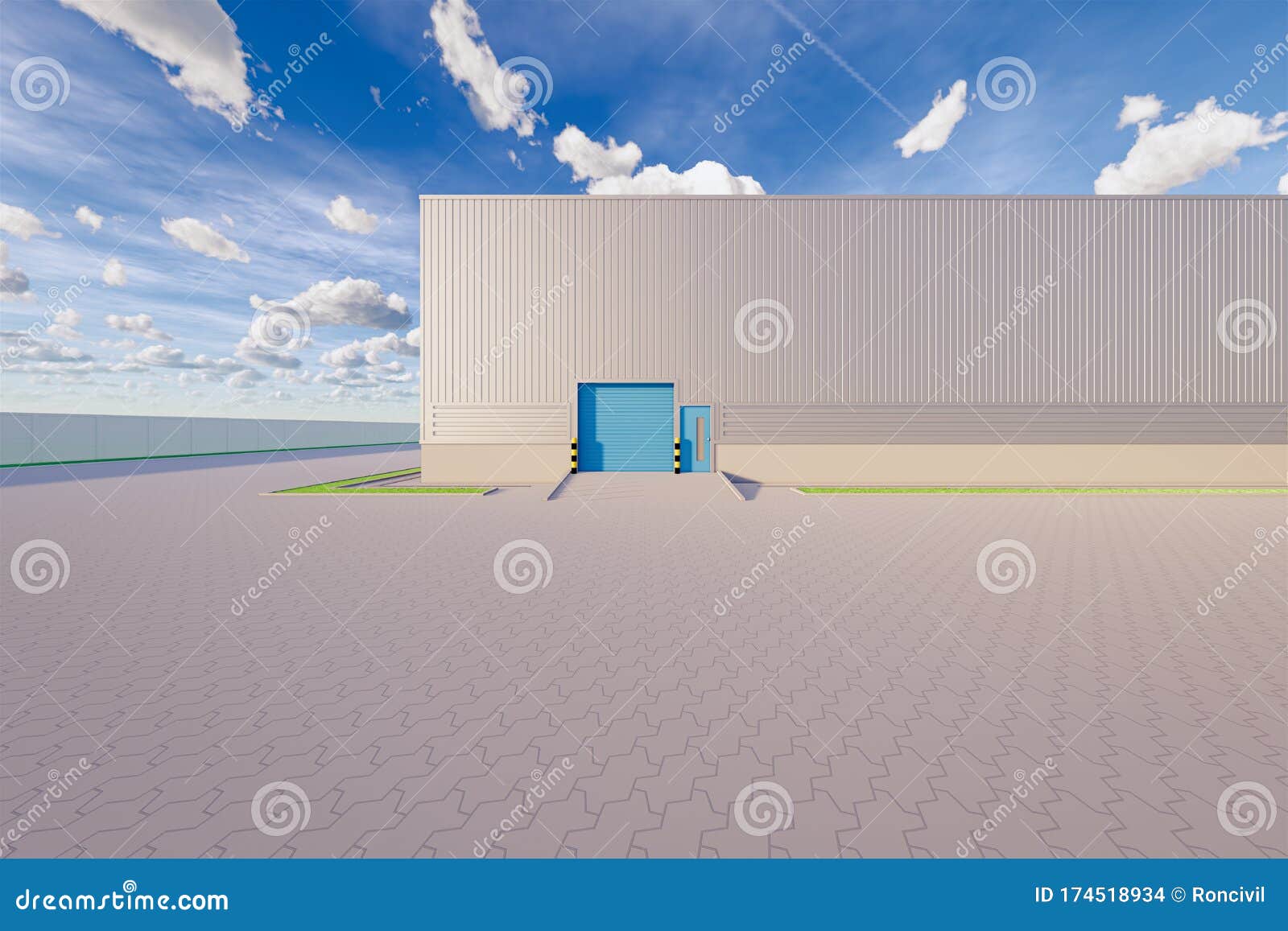 3d rendering of warehouse stock illustration. Illustration of park ...