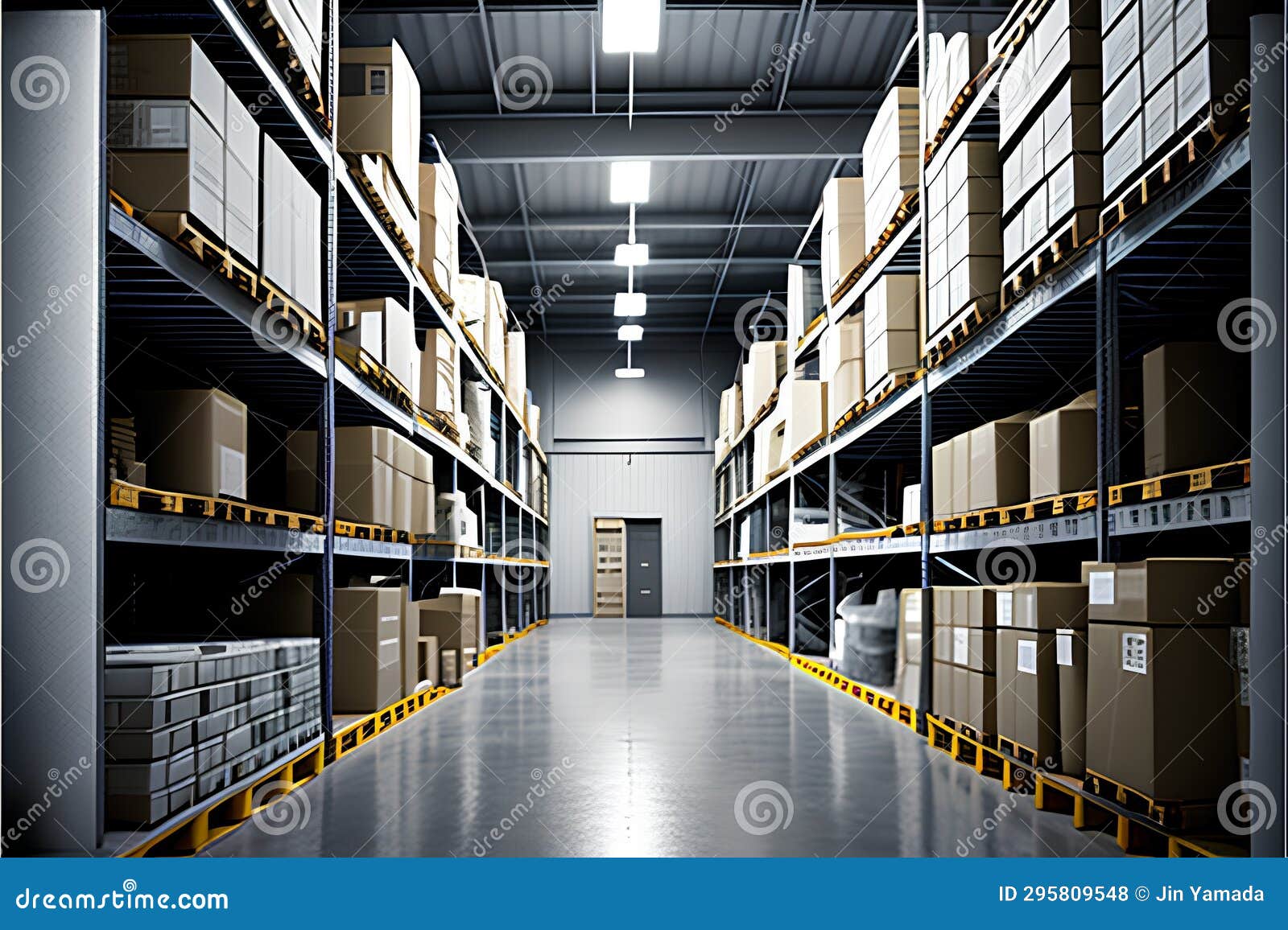 3d Rendering of Warehouse with Cardboard Boxes on Shelves in Warehouse ...