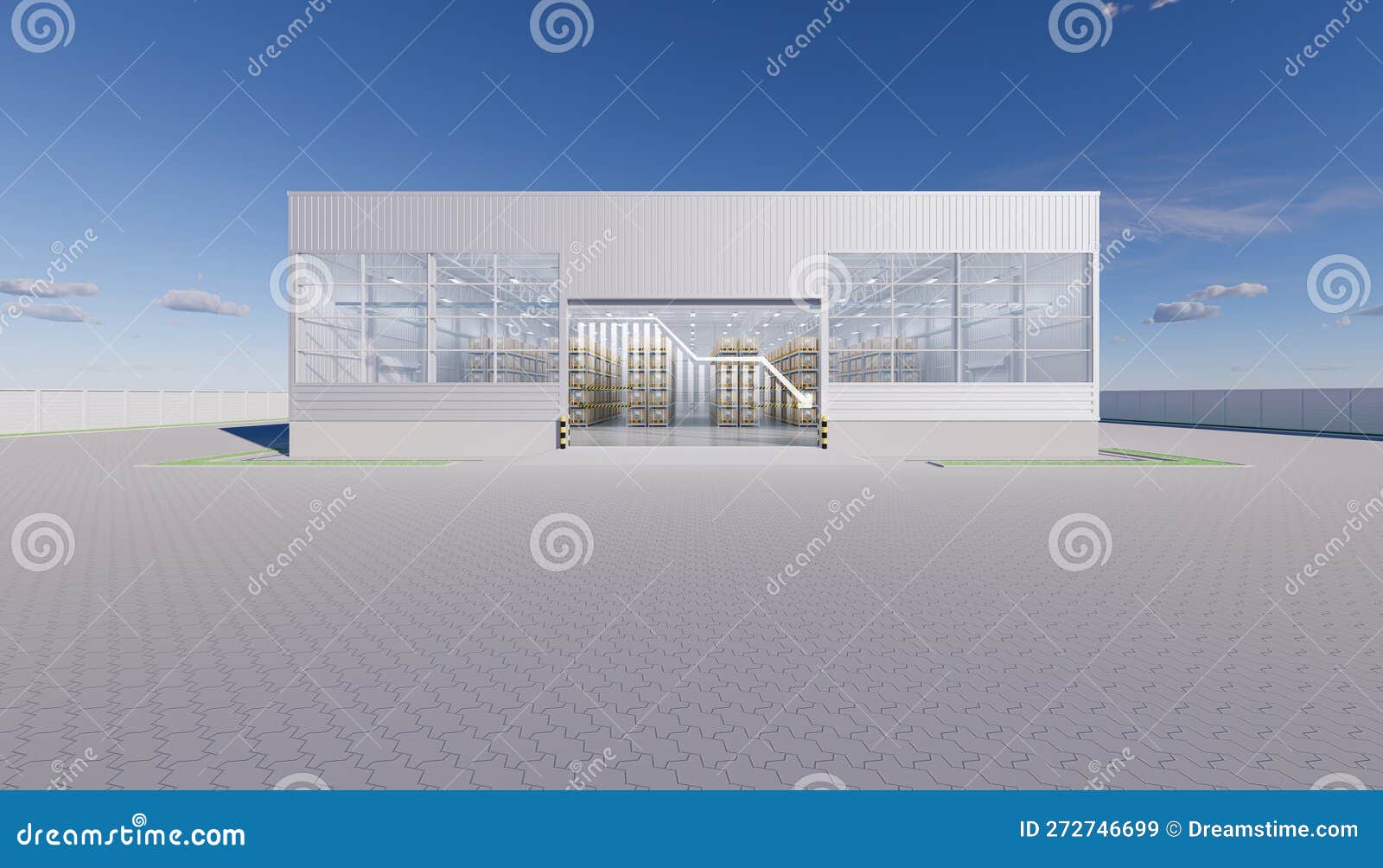 3d Rendering of Warehouse or Distribution Center Stock Illustration ...