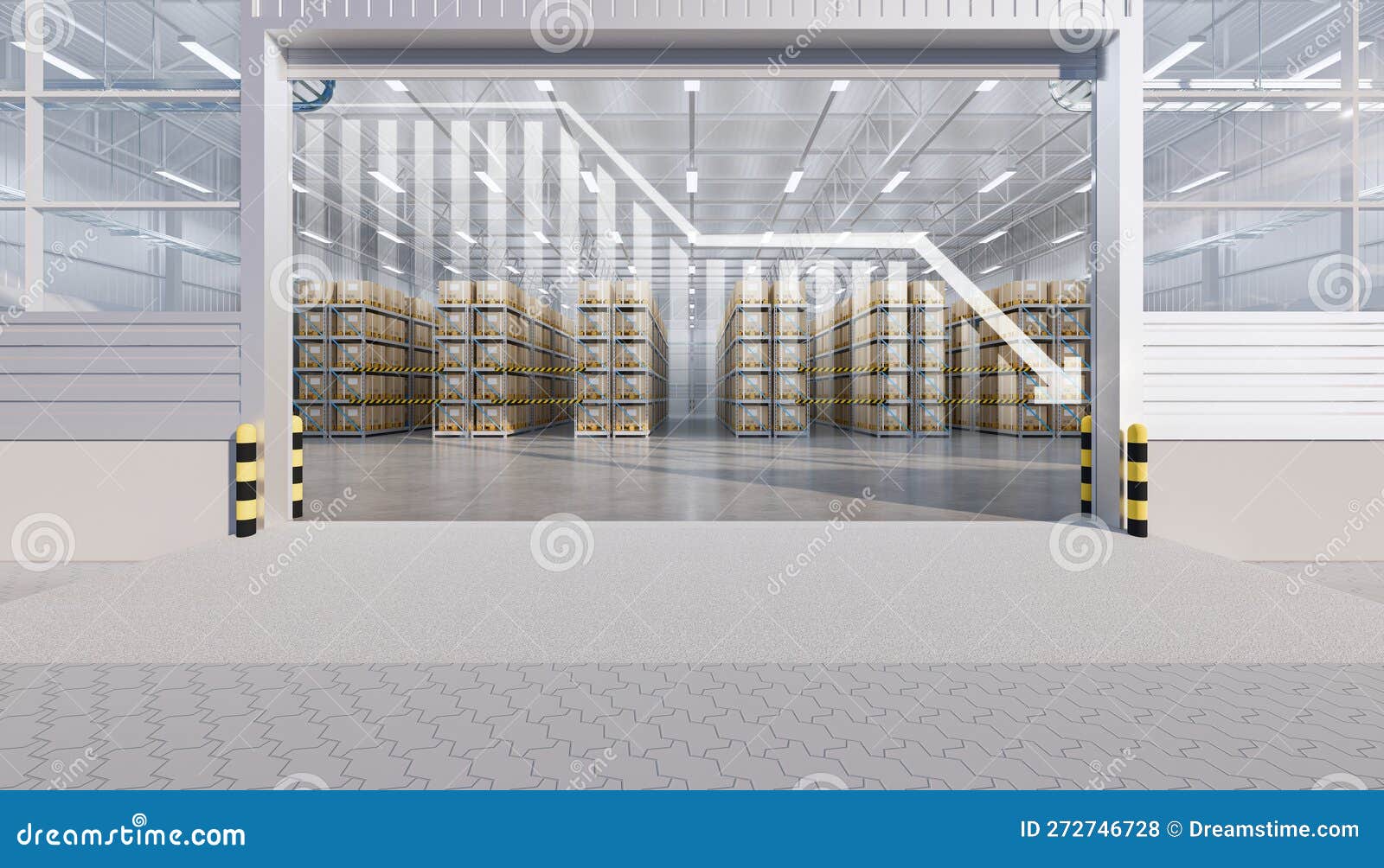 3d Rendering of Warehouse or Distribution Center Stock Illustration ...