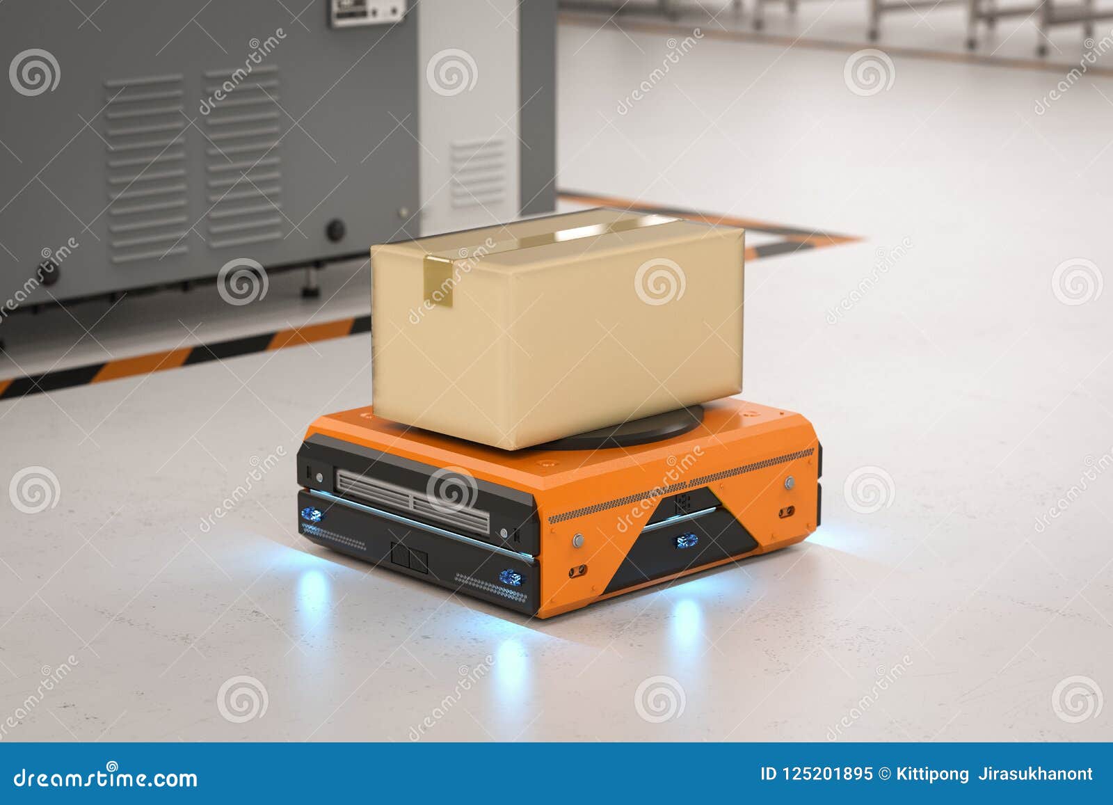 Warehouse robot carry box stock illustration. Illustration of depot ...