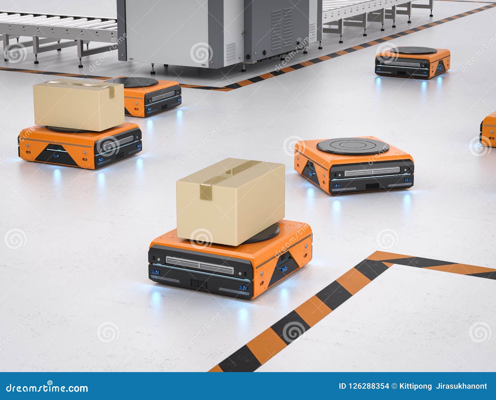 Warehouse robot carry box stock photo. Image of industrial - 126288354