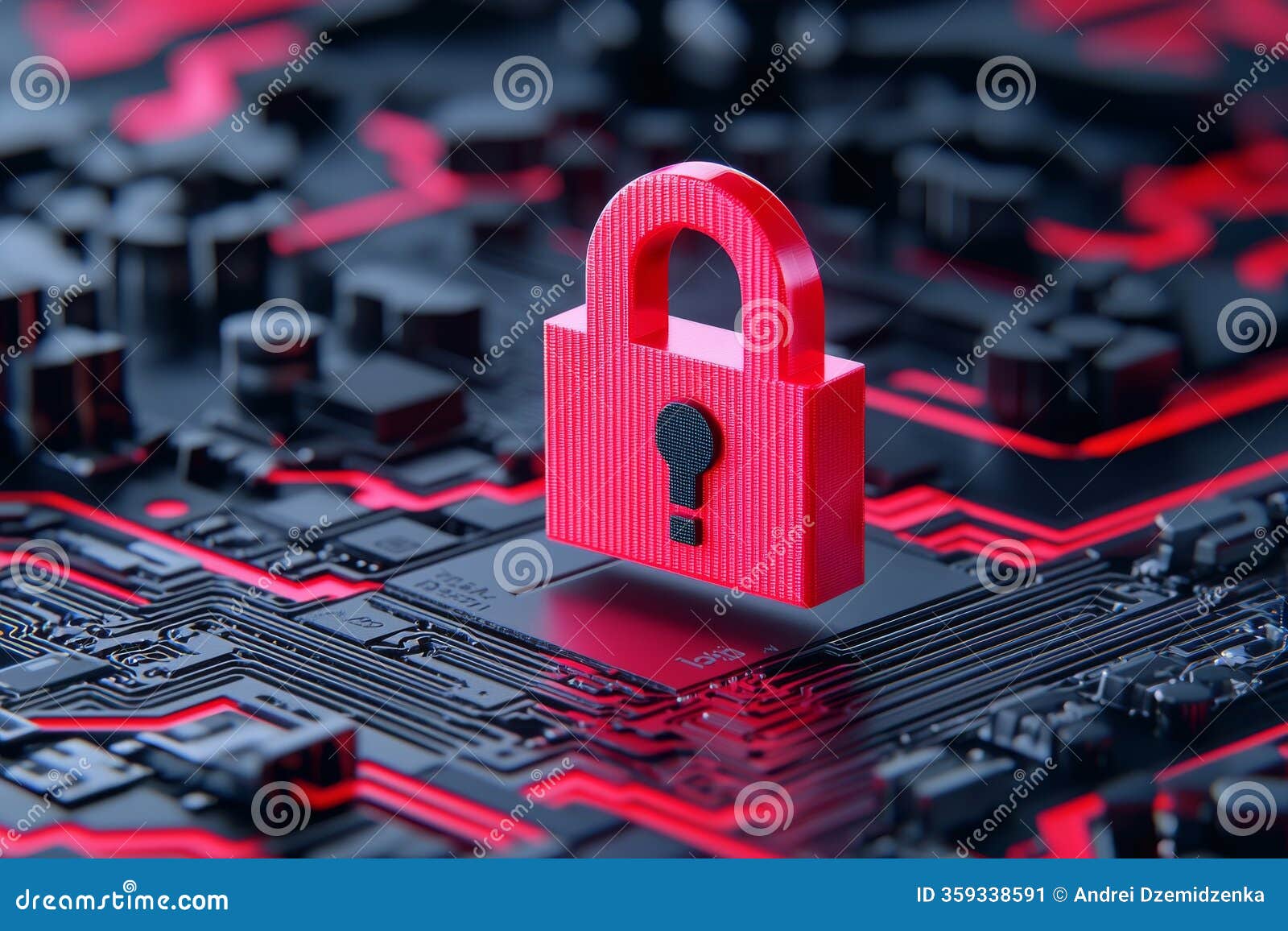 3D Rendering of Warning Display Indicating Cyber Security Risks Stock ...