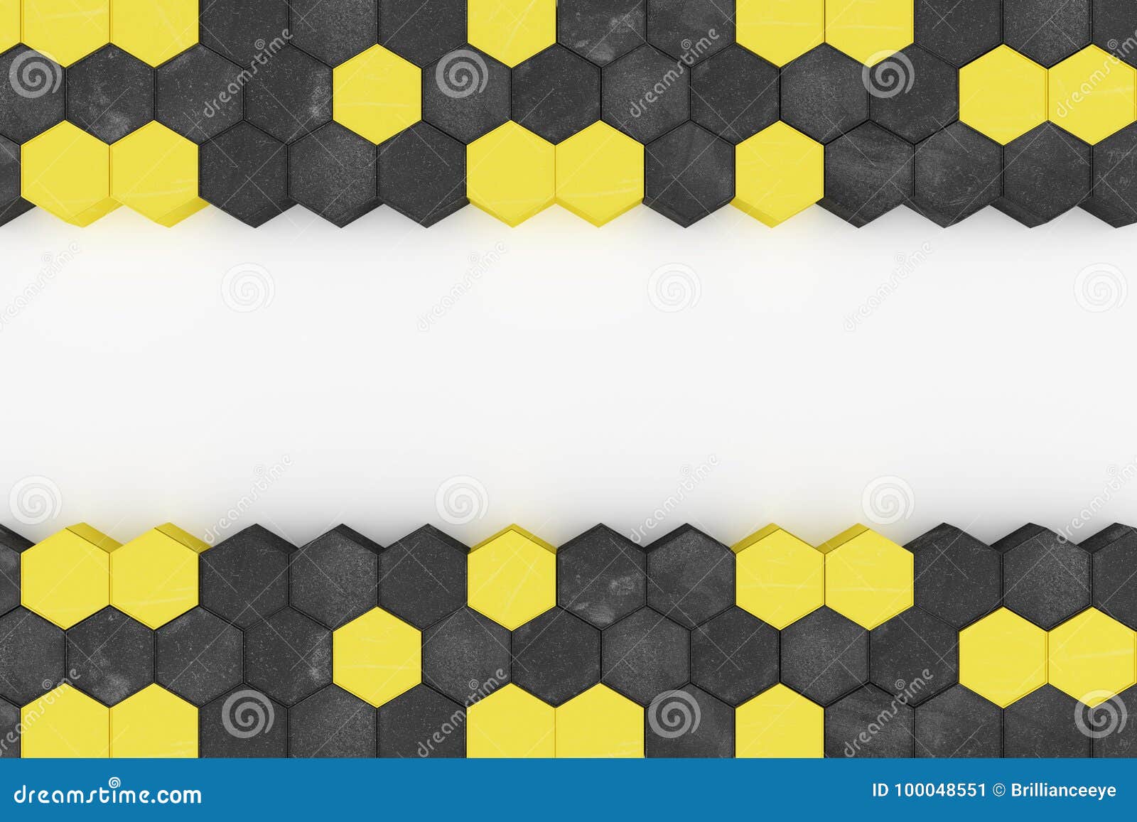 3d Rendering of Warning Hazard Hexagon Pattern in Yellow and Black ...