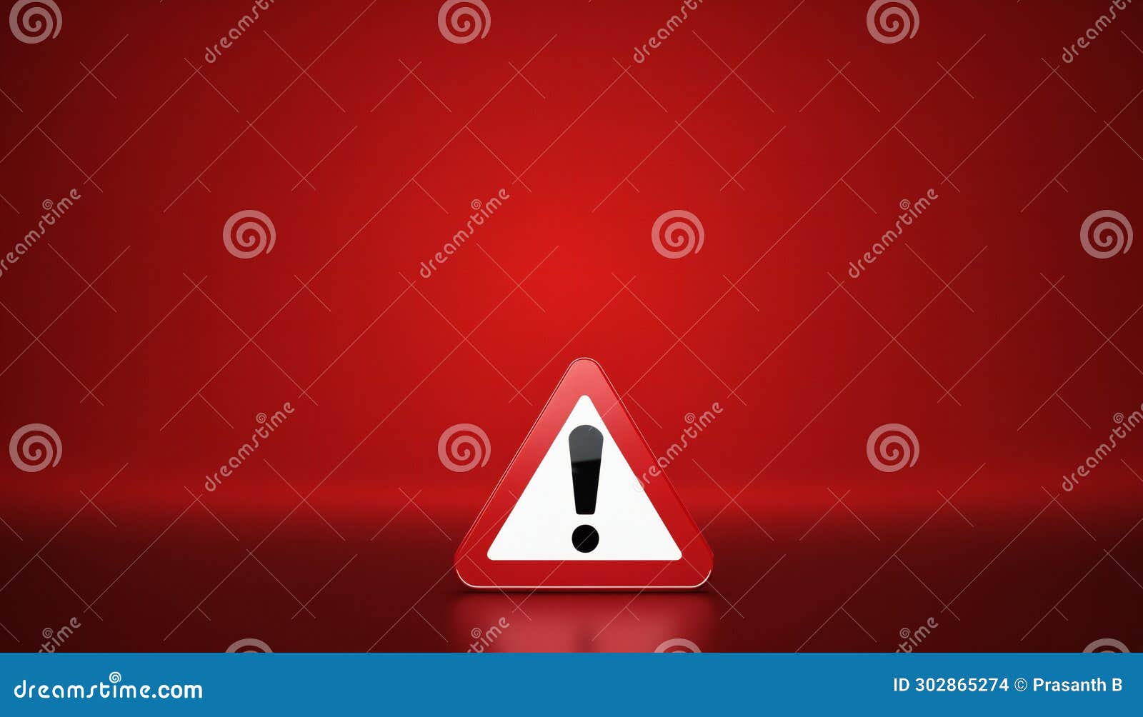 3D Rendering of a Warning Sign with Exclamation Mark on a Red ...