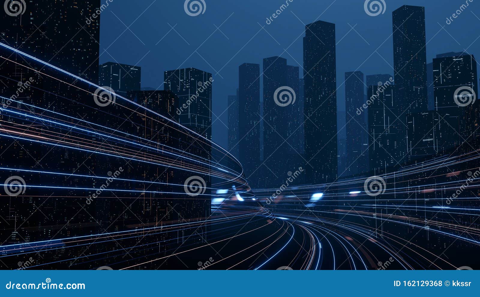 3D Rendering of Warp Speed in Hyper Loop with Blur Light from Buildings ...