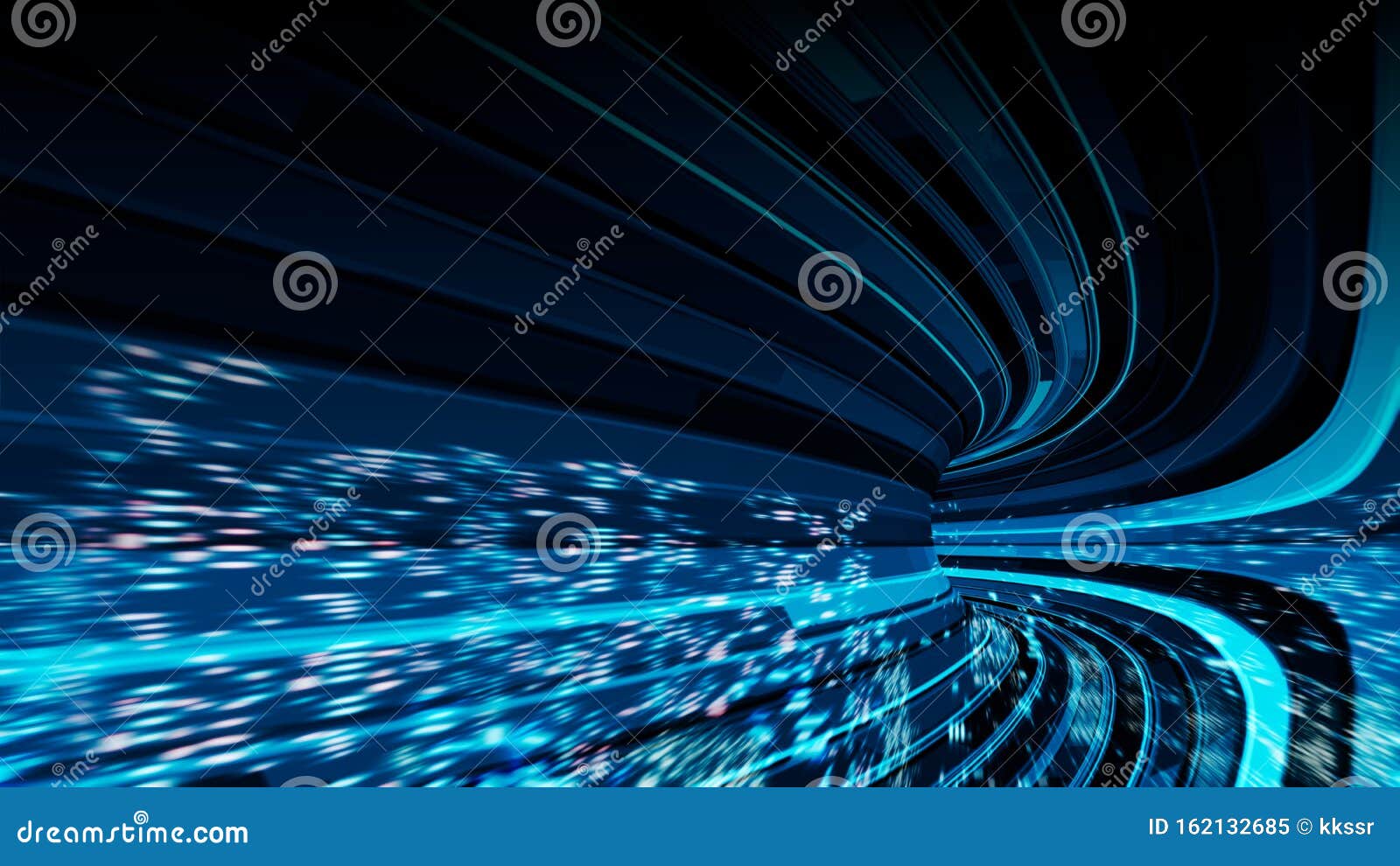 3D Rendering of Warp Speed in Hyper Loop with Blur Light from Buildings ...