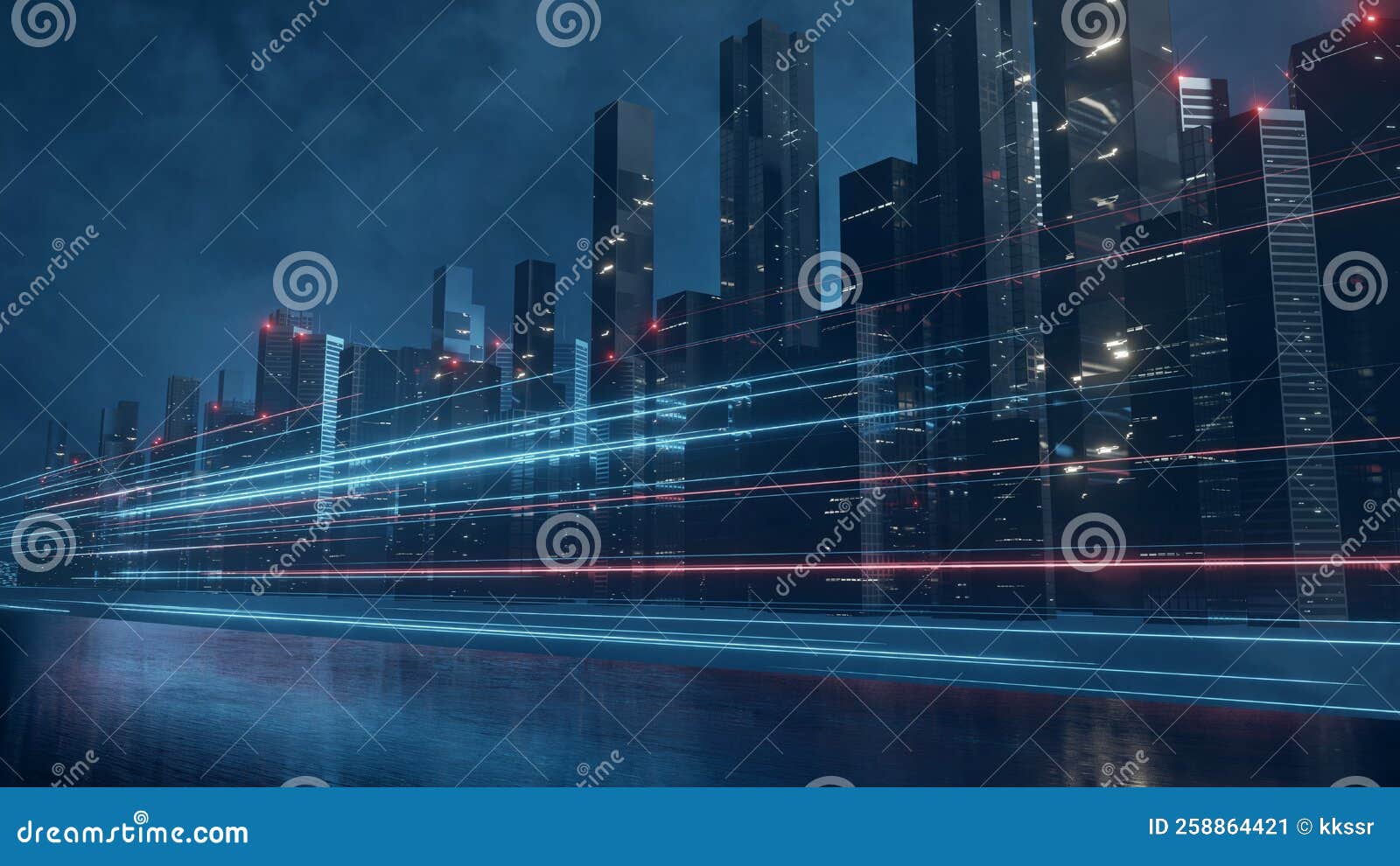 Warp Speed in Hyper Loop with Blur Light from Buildings` Lights in Mega ...