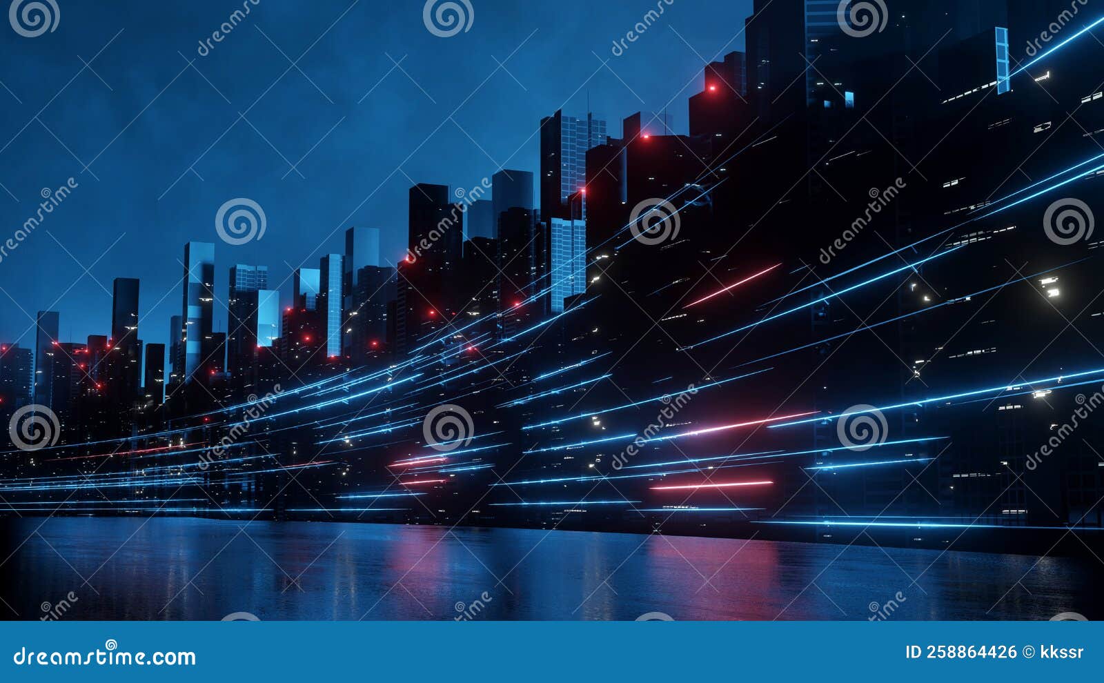 Warp Speed in Hyper Loop with Blur Light from Buildings` Lights in Mega ...