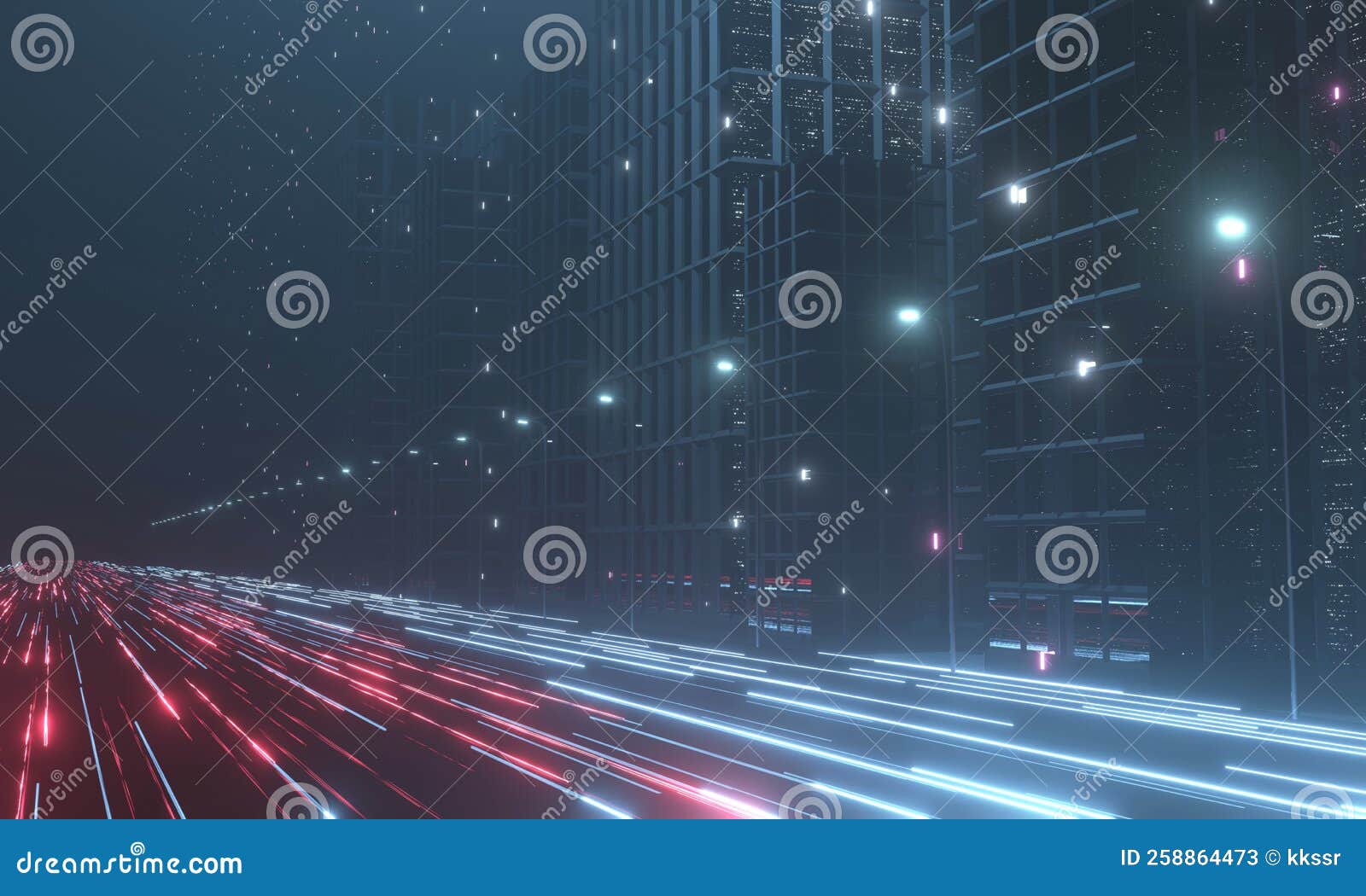 Warp Speed in Hyper Loop with Blur Light from Buildings` Lights in Mega ...