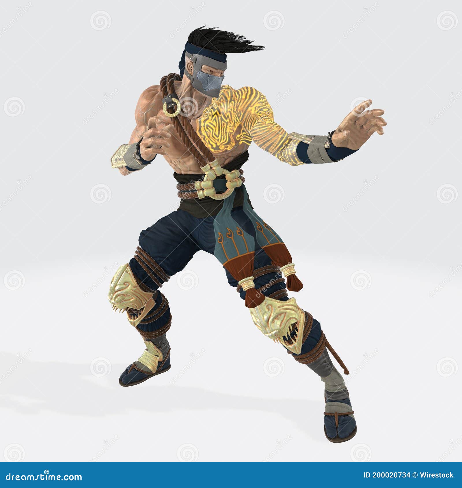 3D Rendering of a Warrior Character in a Fighting Position Stock ...