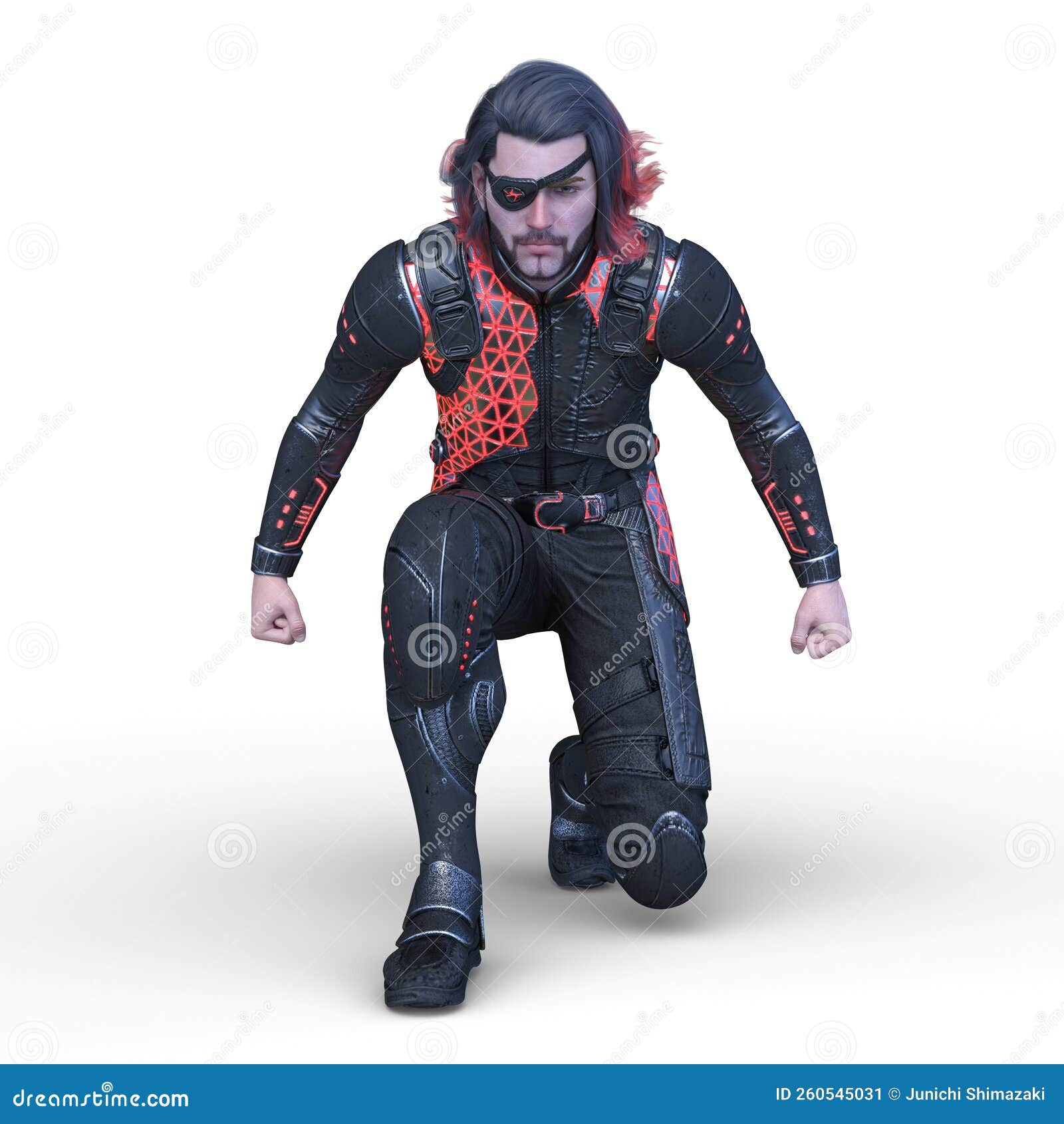 3D Rendering of a Warrior with an Eyepatch Stock Illustration ...