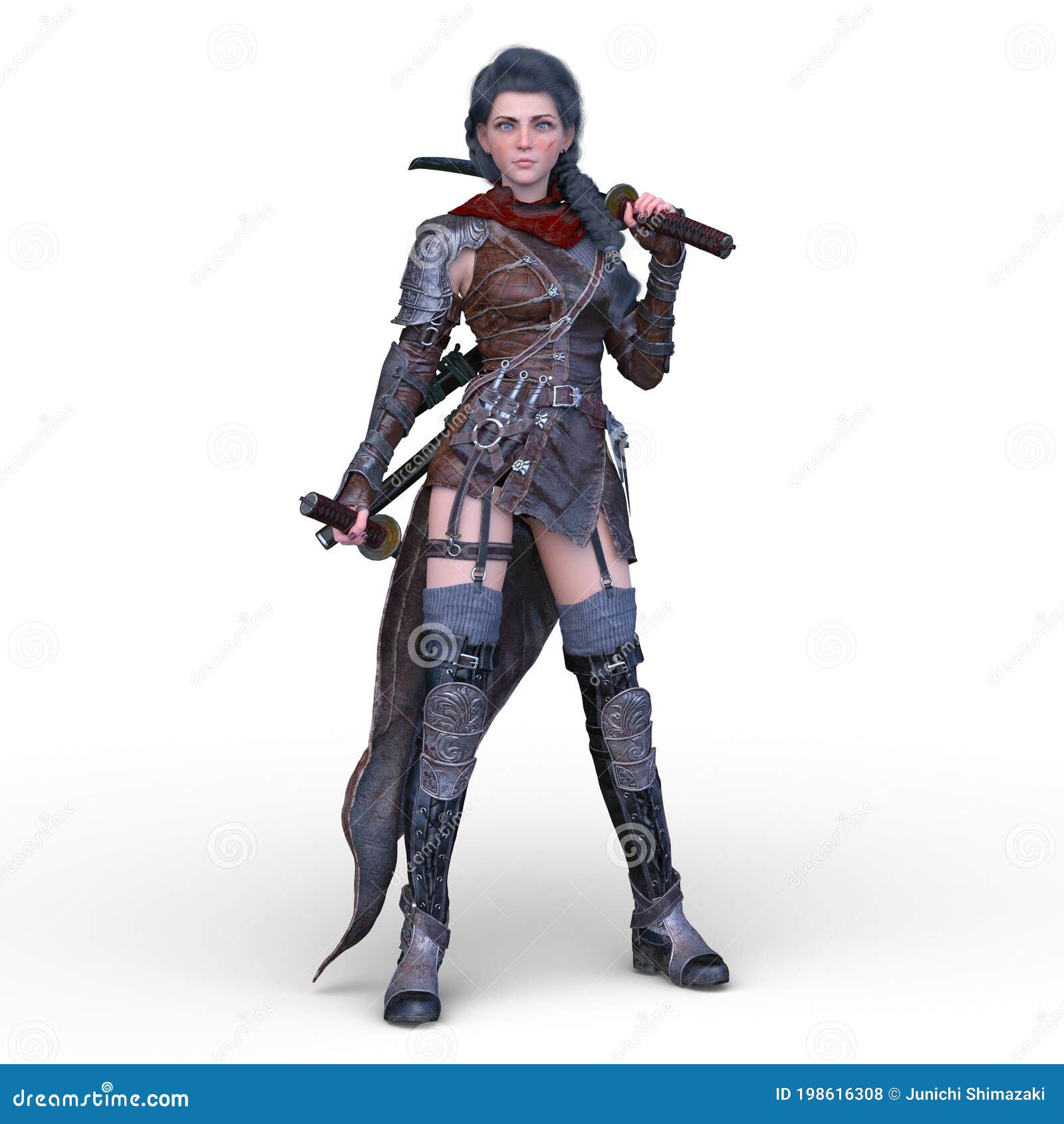 3D Rendering of Warrior Woman Stock Illustration - Illustration of ...