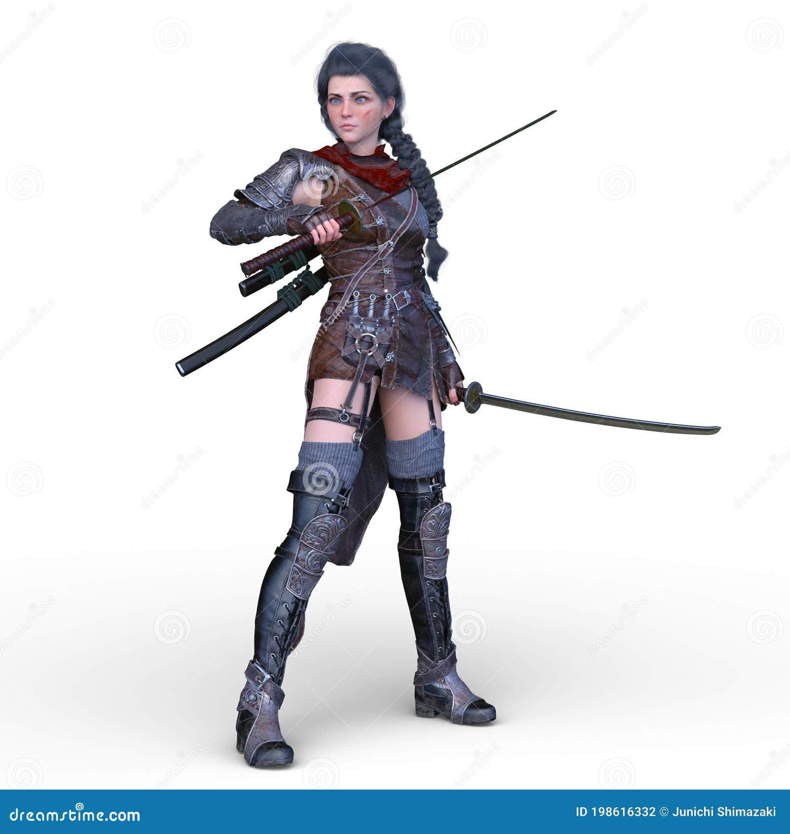 3D Rendering of Warrior Woman Stock Illustration - Illustration of ...