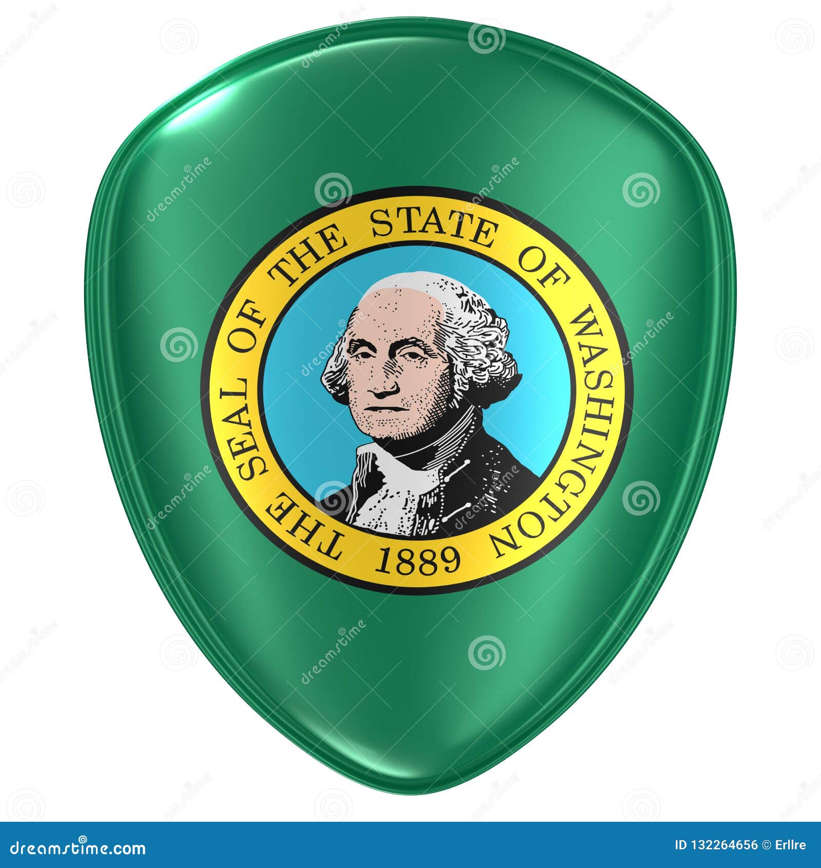 3d Rendering of a Washington USA State Flag Icon Stock Illustration ...