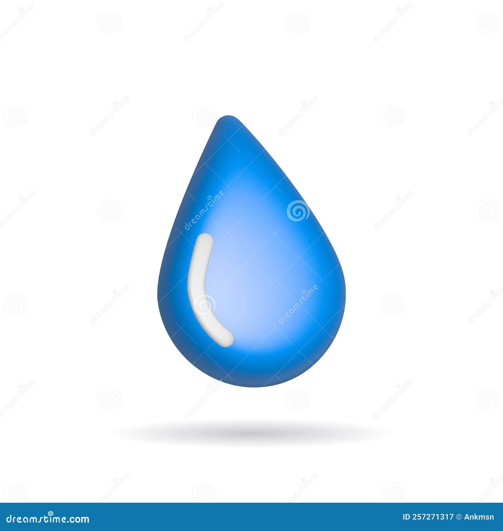 3d Rendering Water Drop Icon. Illustration with Shadow Isolated on ...