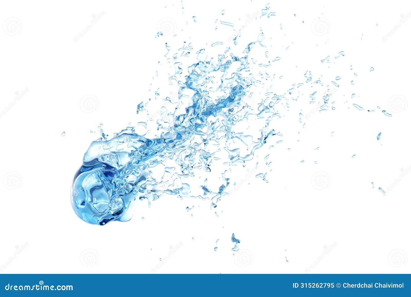 3D Rendering of Water Splash Isolated on White Background with Clipping ...