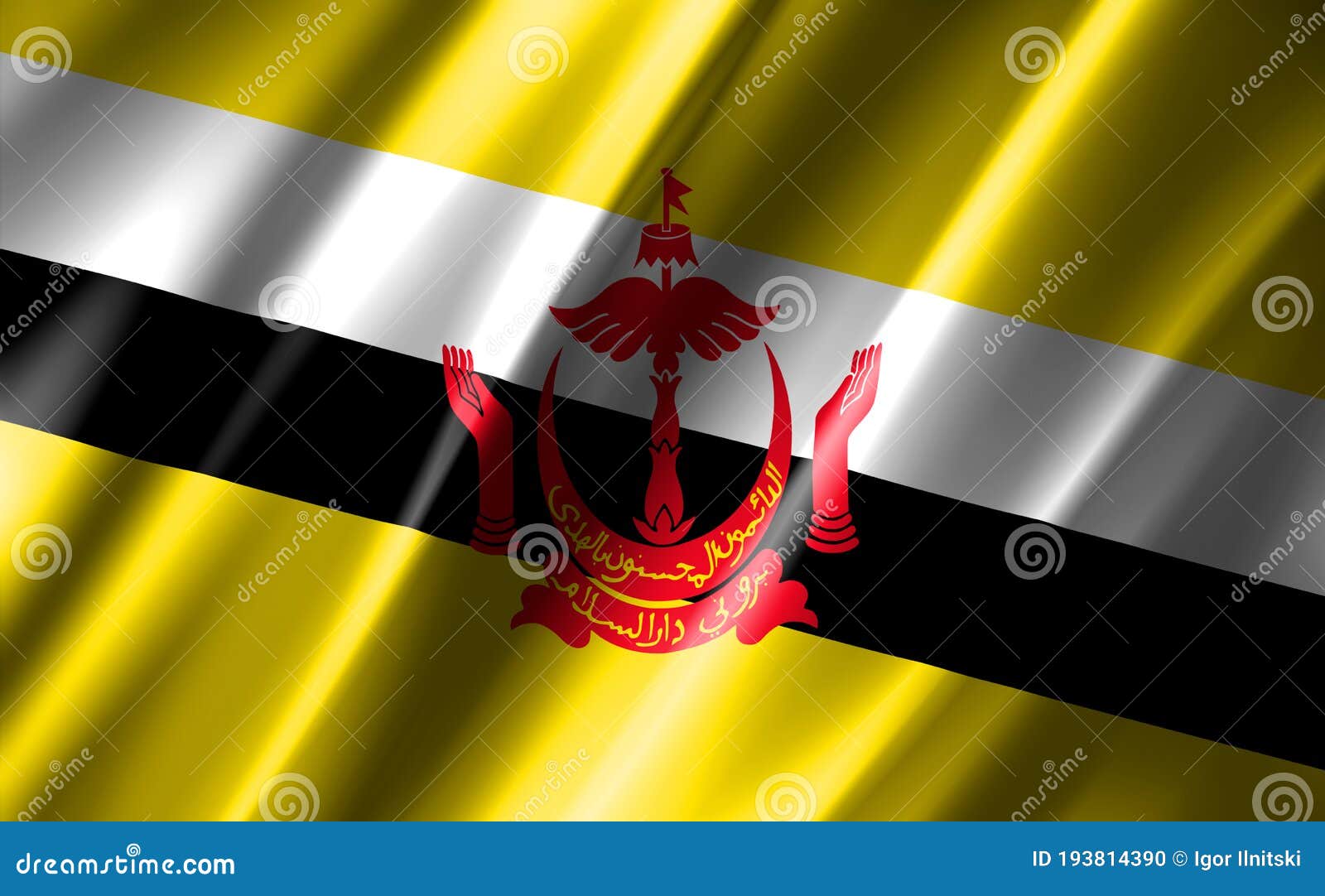 3D Rendering of the Waving Flag Brunei Stock Illustration ...