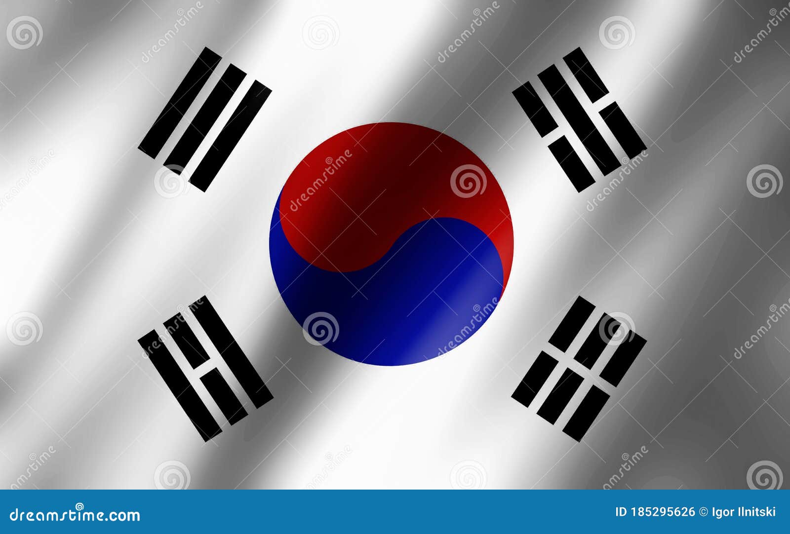 Flag Of Korea 1899, Asia At Cloudy Sky Background, Panoramic View. Flag ...