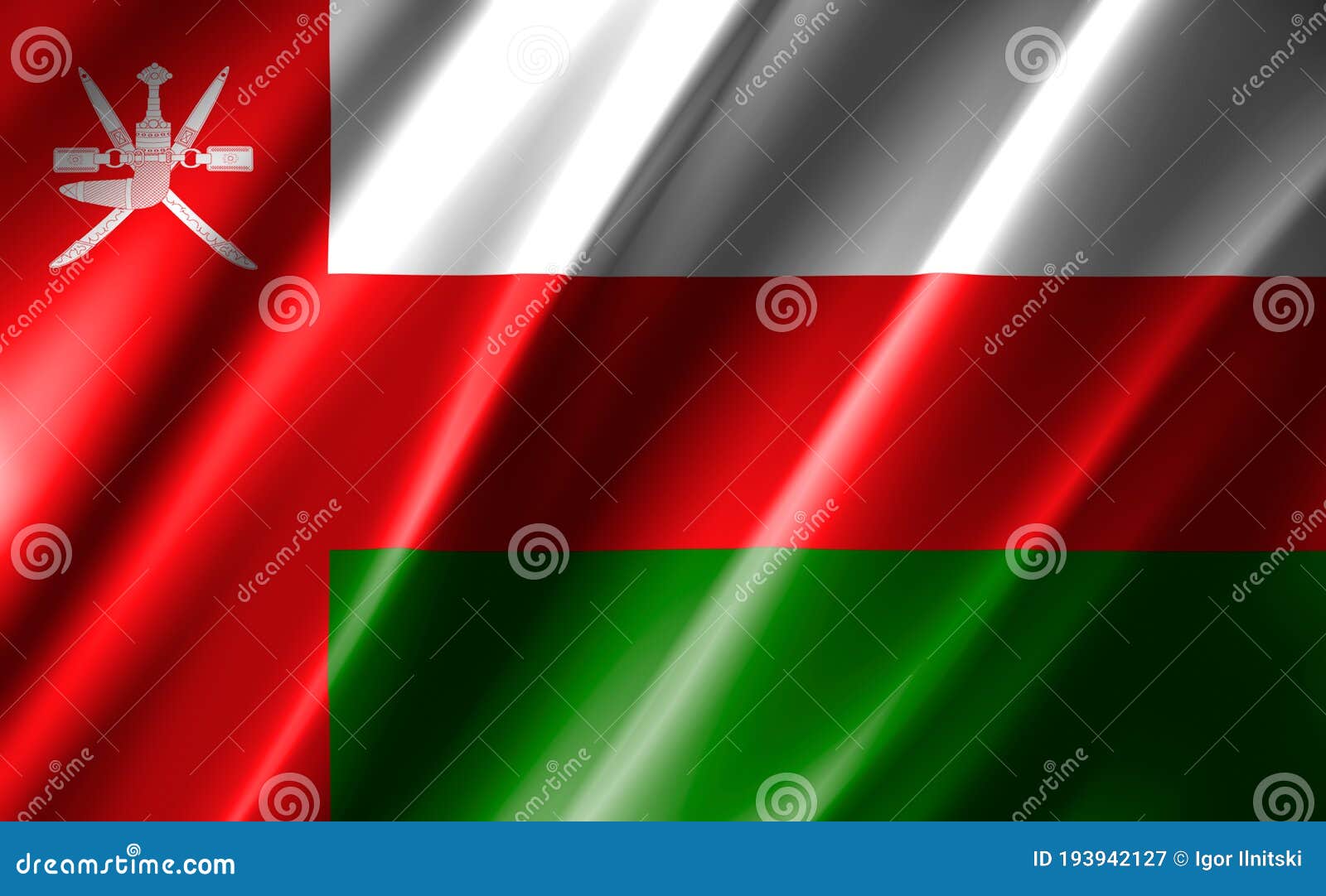 Flag Of Oman. Realistic Waving Flag Of Sultanate Of Oman Royalty-Free ...