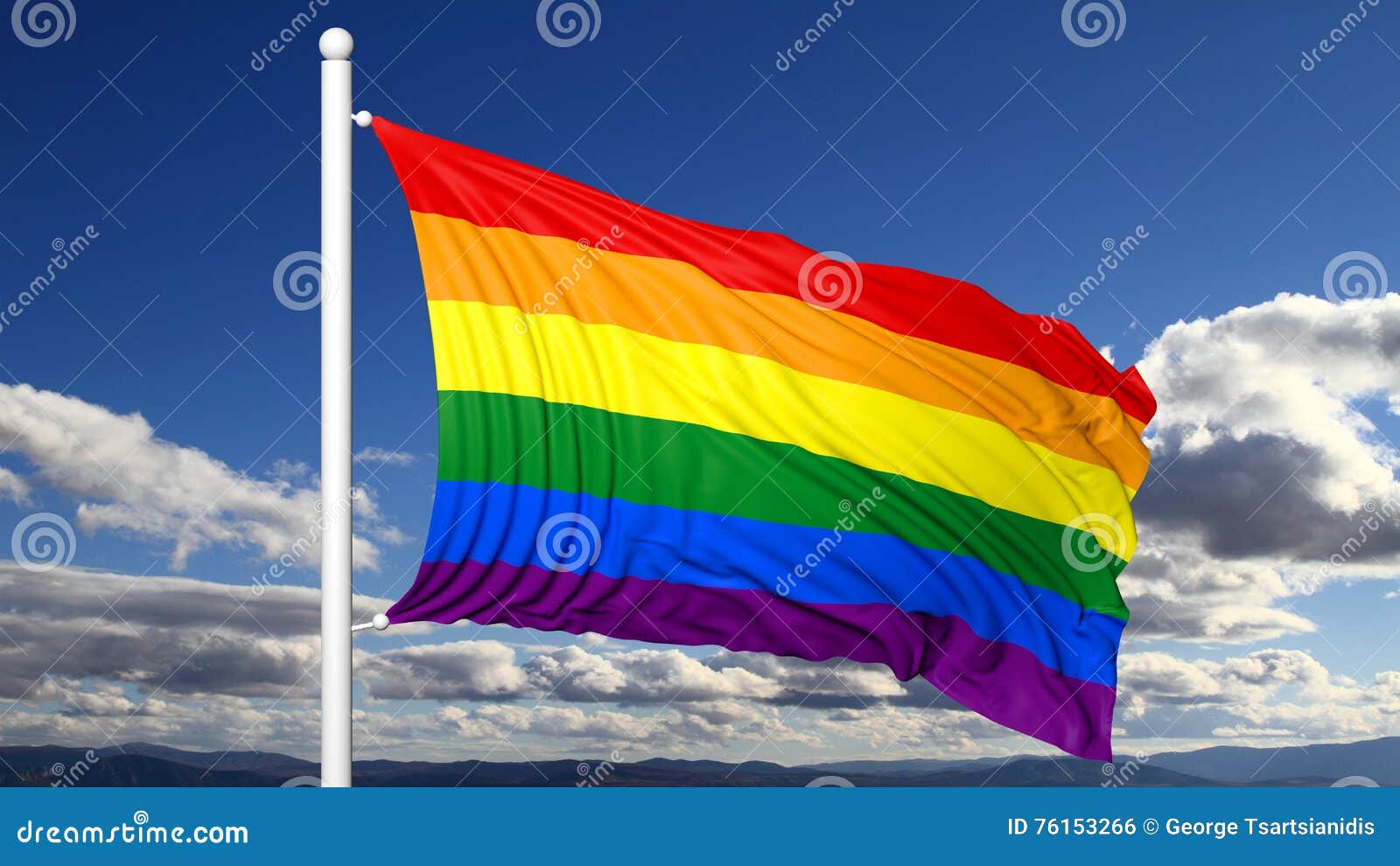 3d Rendering Waving Flag in Rainbow Colors Stock Illustration ...