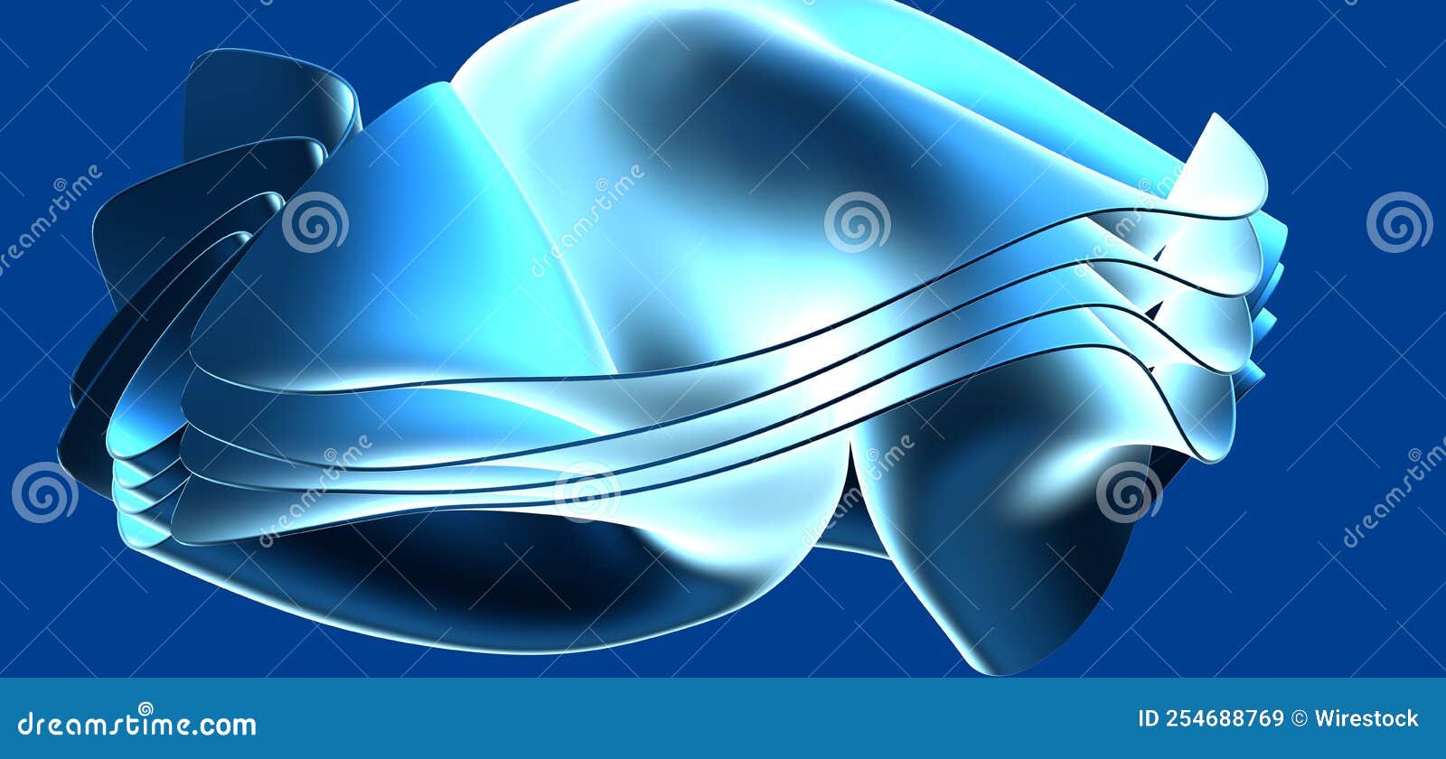 3D Rendering of a Wavy Blue Texture Isolated on a Blue Background Stock ...
