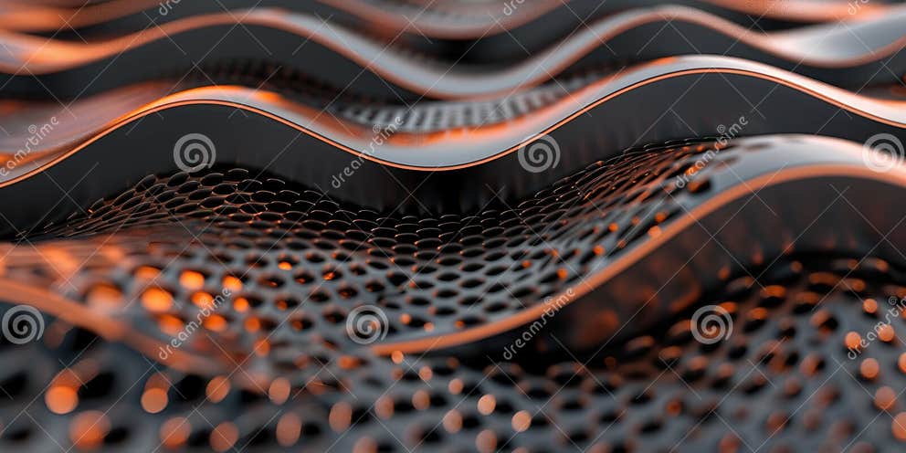 3d Rendering of a Wavy Metal Surface with Hexagonal Holes Illuminated ...