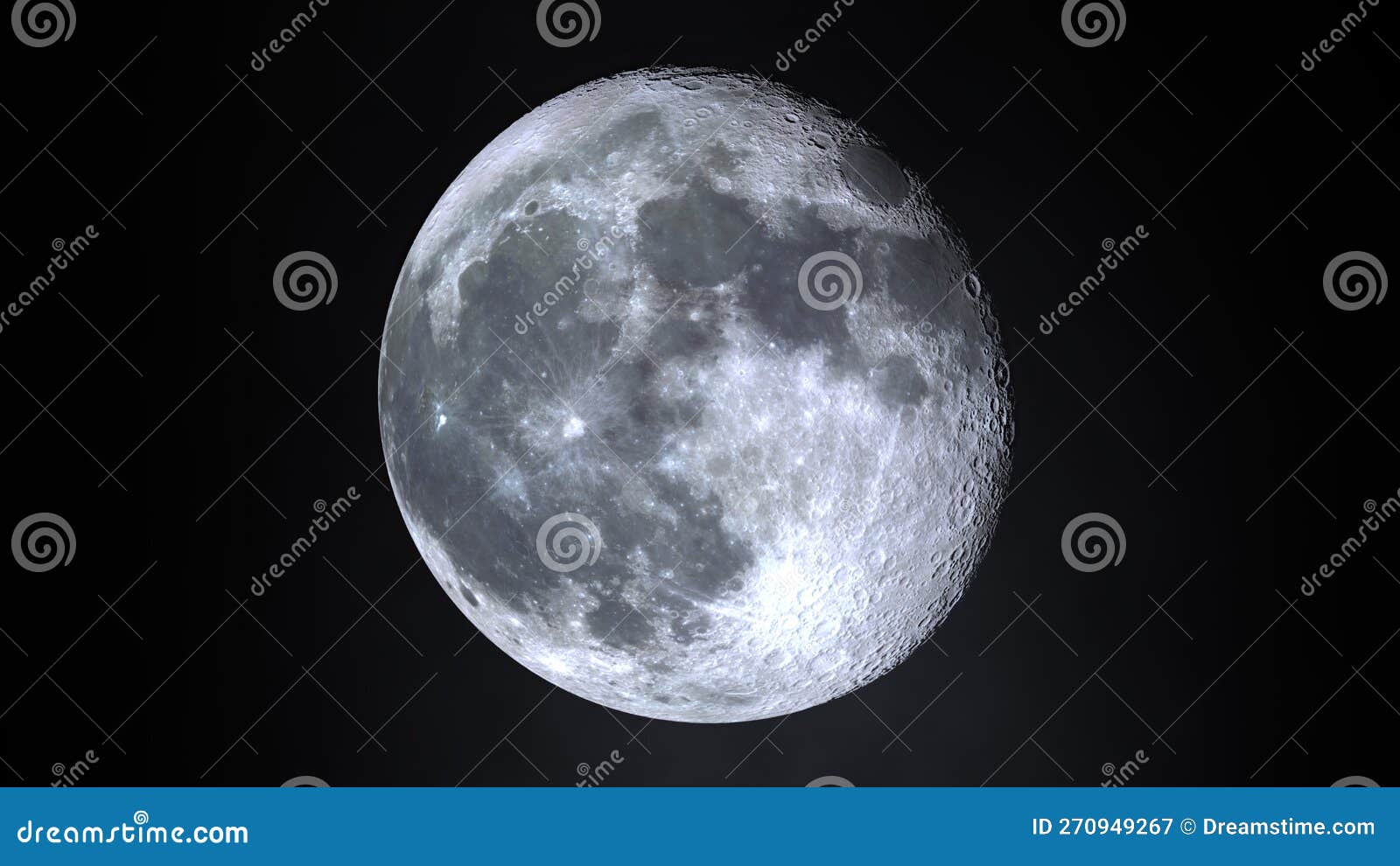 3d Rendering of Waxing Moon and before Full Moon Stock Illustration ...