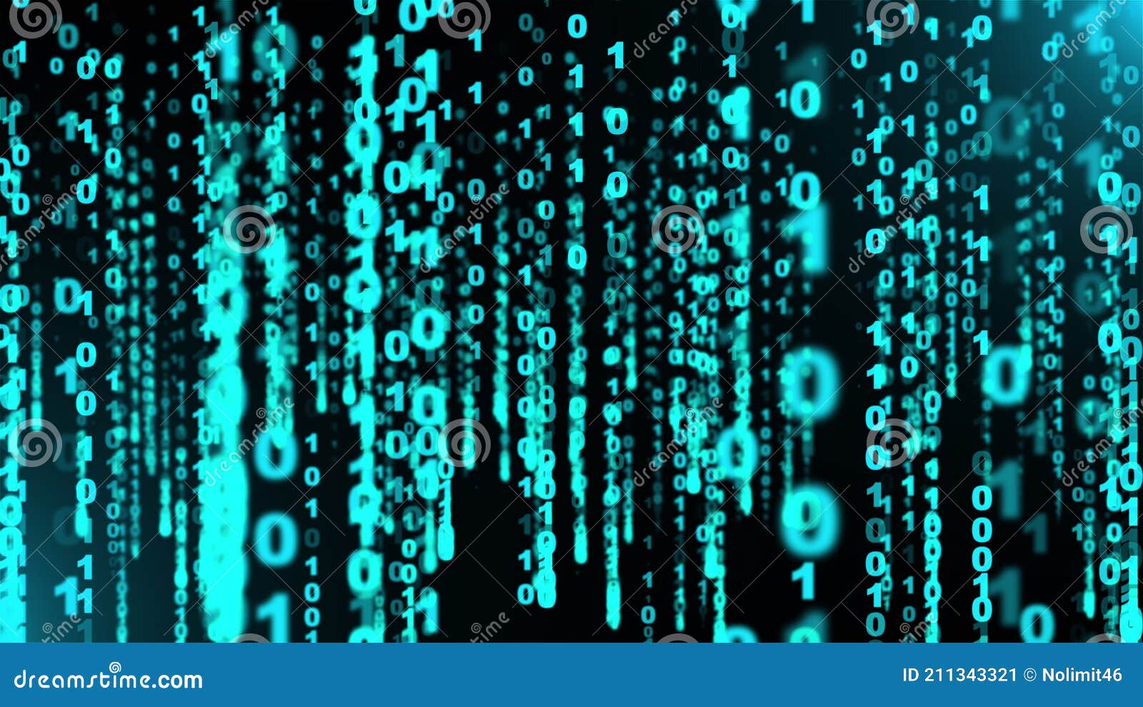 3d Rendering of Web Background with Matrix Data. Programming Code with ...