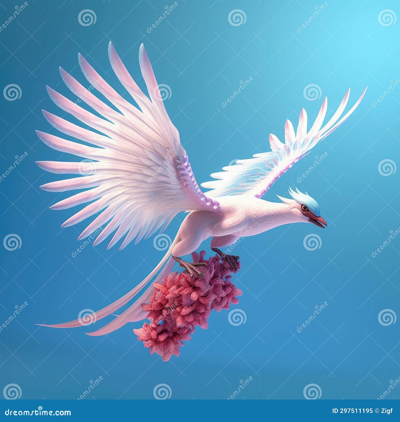 3d Rendering of White Bird Flying in Sky Stock Illustration ...