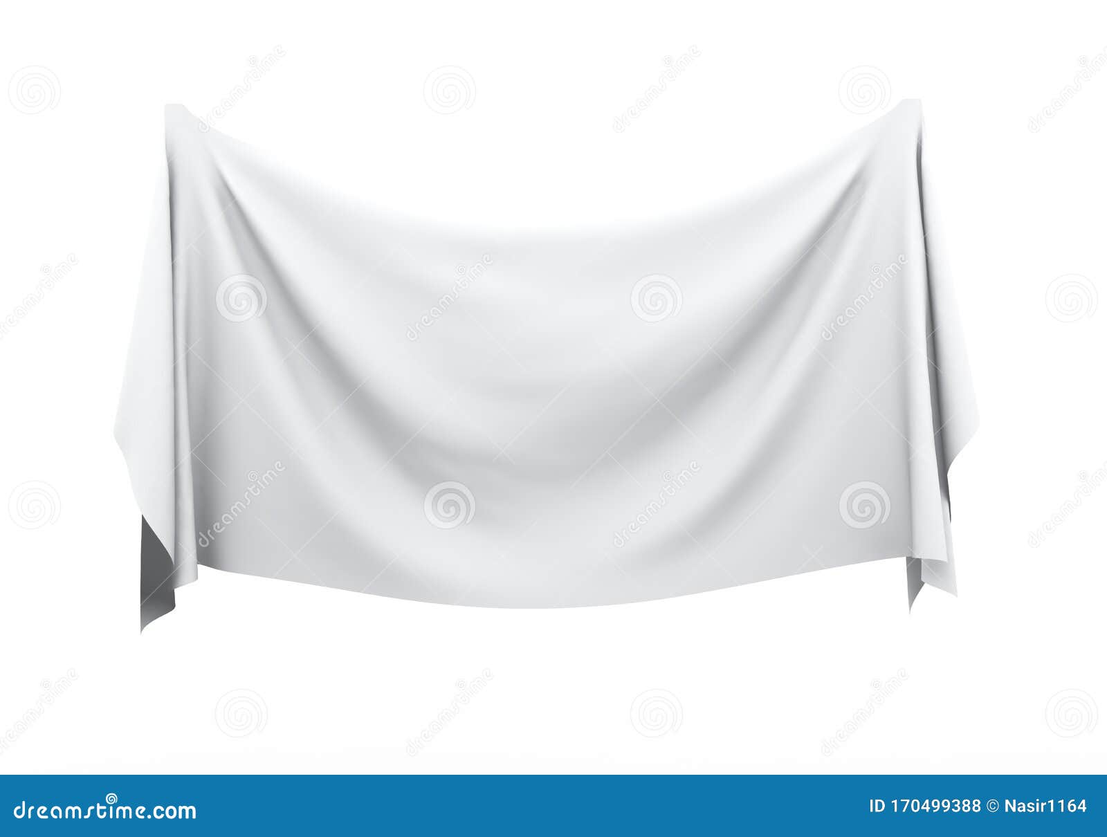3d Render of White Empty Cloth Banner Stock Illustration - Illustration ...