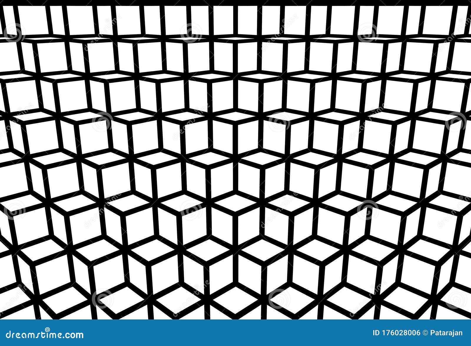 3d Rendering. White Box with Black Border Cube Pattern Background Stock ...