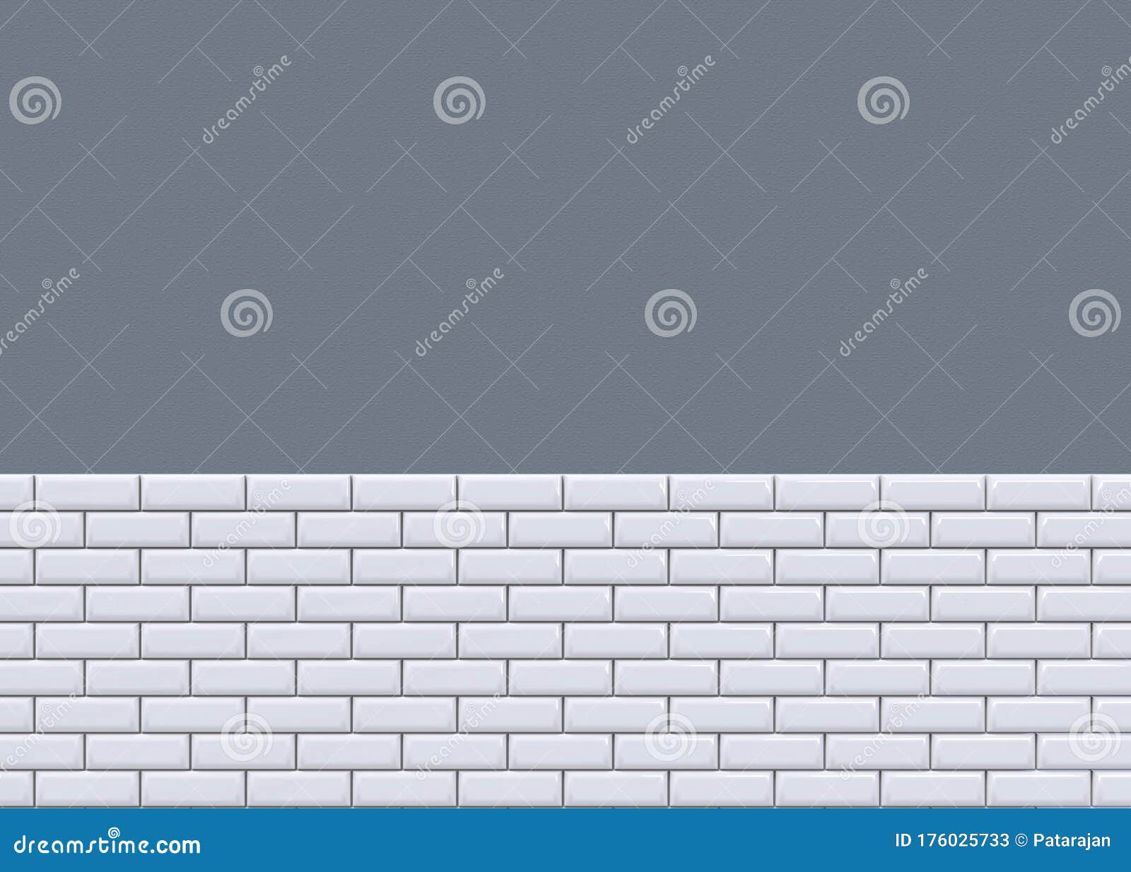 3d Rendering. White Ceramic Brick Blocks Stack on Blue Cement Wall ...