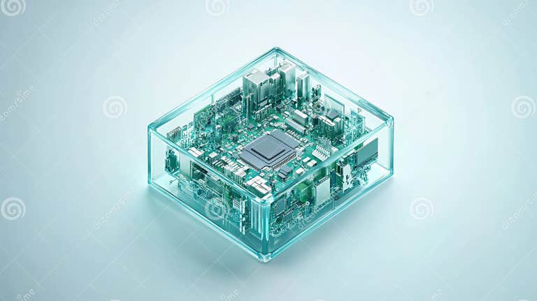 A 3D Rendering of a White Circuit Board, Highlighting an Open Area on ...