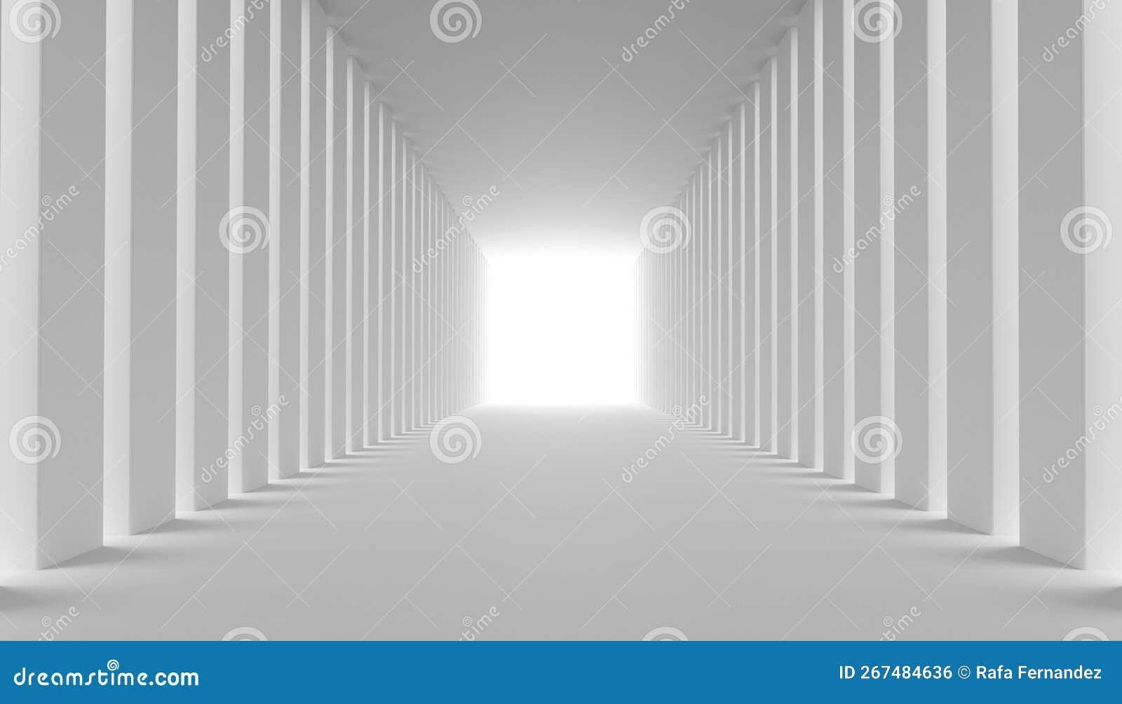 3d Rendering White Corridor Pillars Background Render Stock ...
