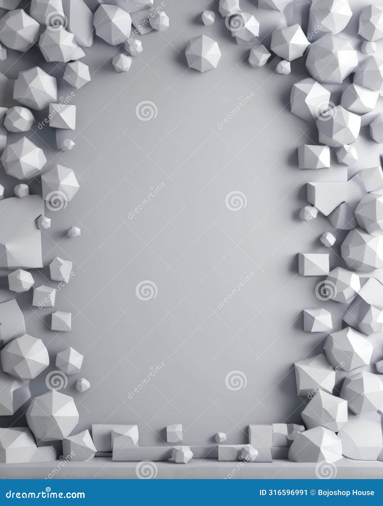 3d Rendering of White Crystals on Blue Background with Copy Space ...