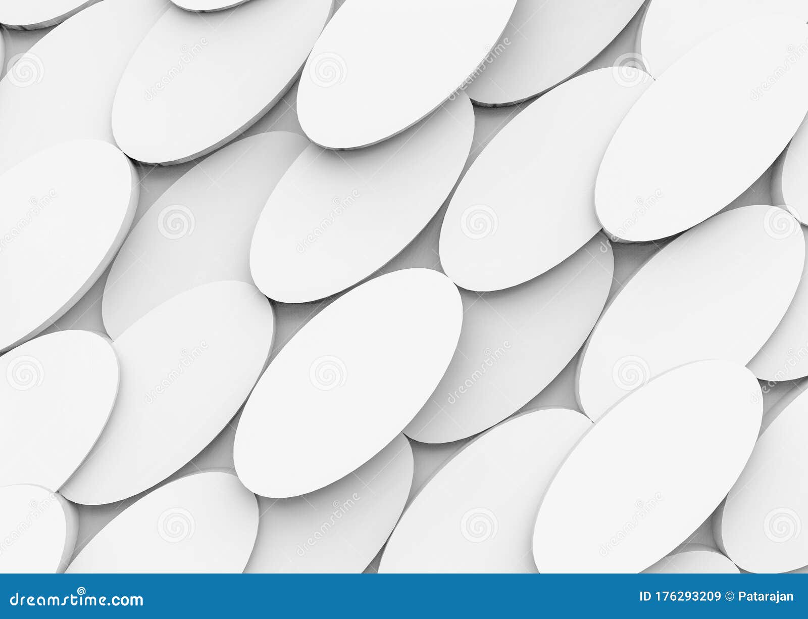 3d Rendering. White Diagonal Random Oval Shape Tile Pattern Wall ...