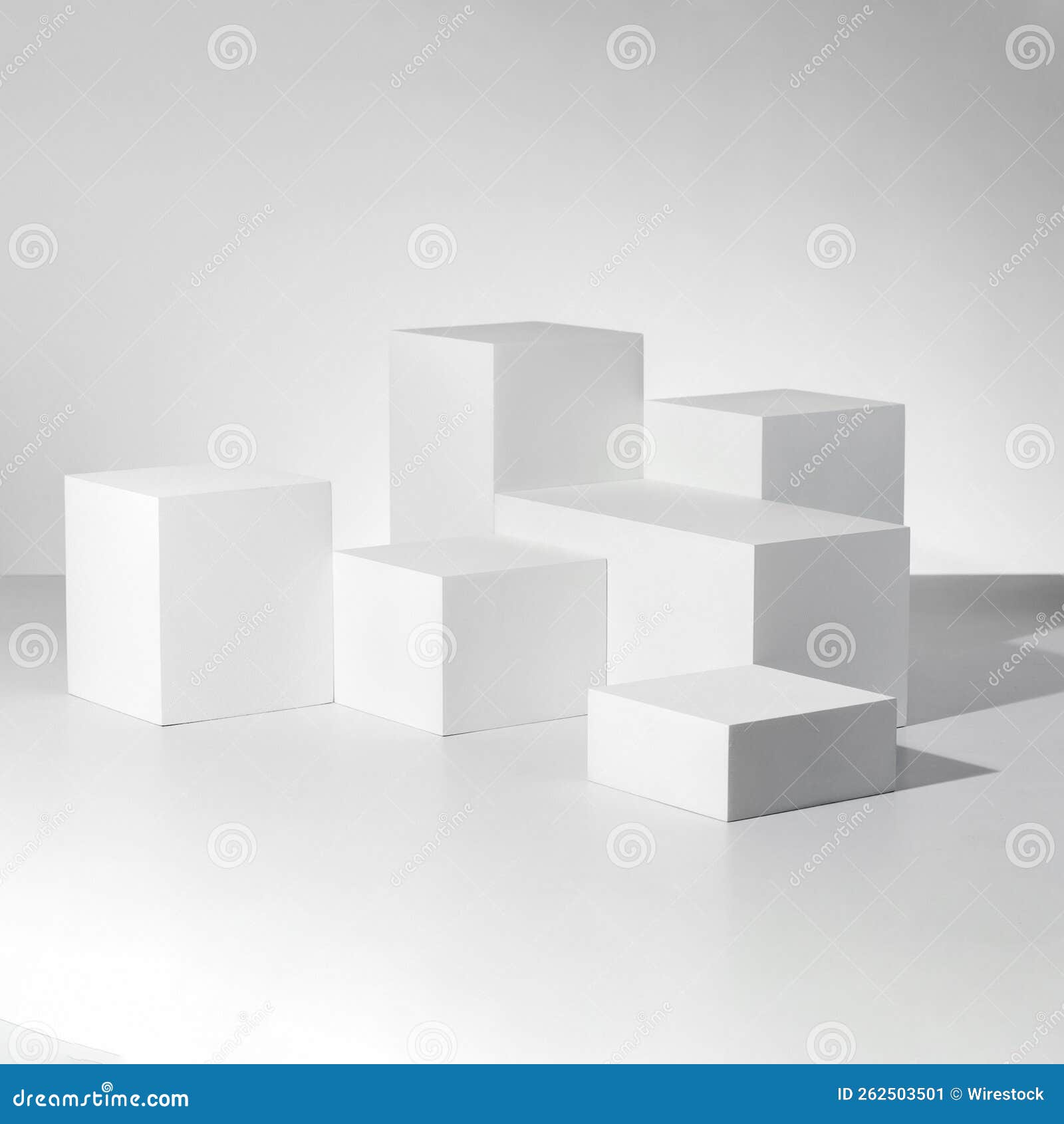 3D Rendering of White Empty Cubes with Mockup Against a White ...