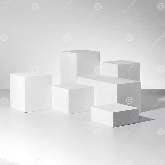 3D Rendering of White Empty Cubes with Mockup Against a White ...