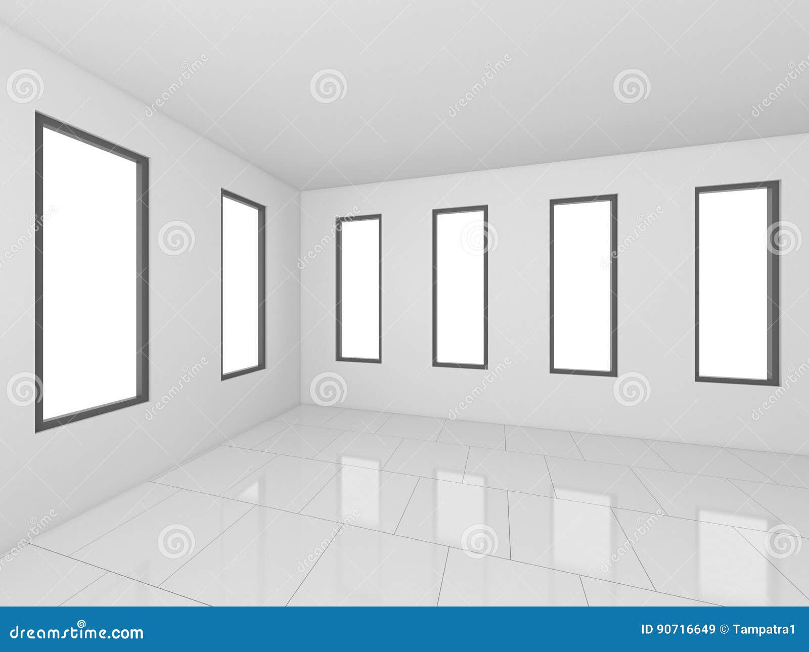 3D Rendering White Empty Room, Interior Stock Illustration ...