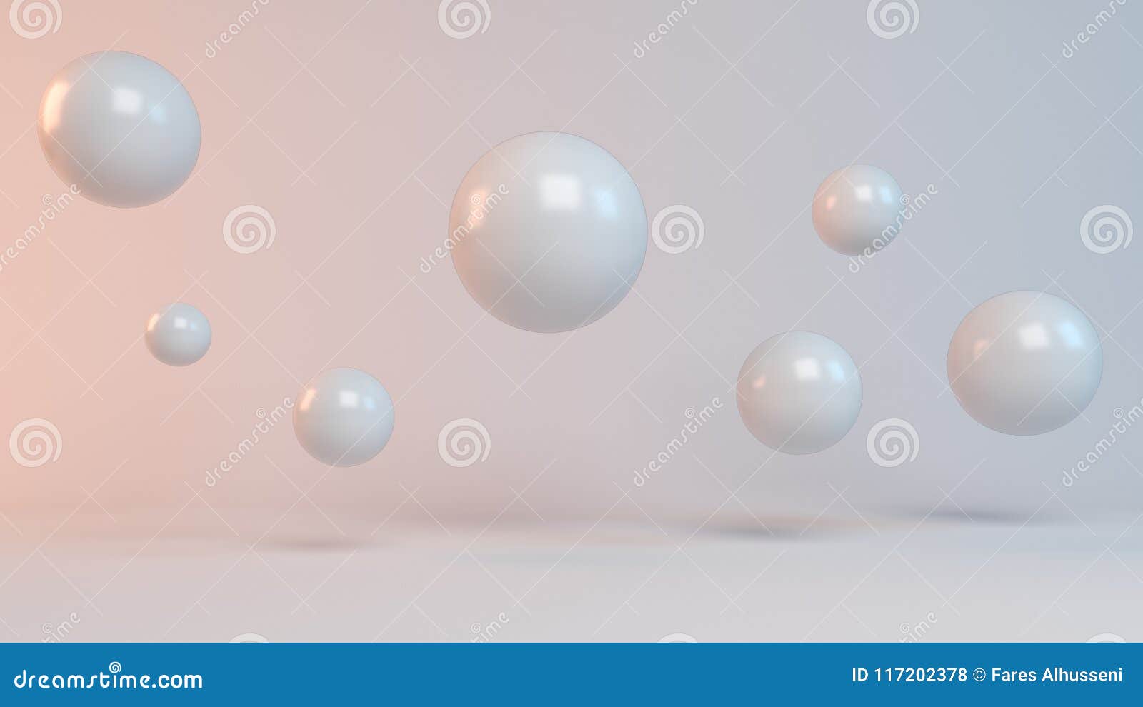 3d Rendering Of White Flying Balls Stock Illustration - Illustration of ...