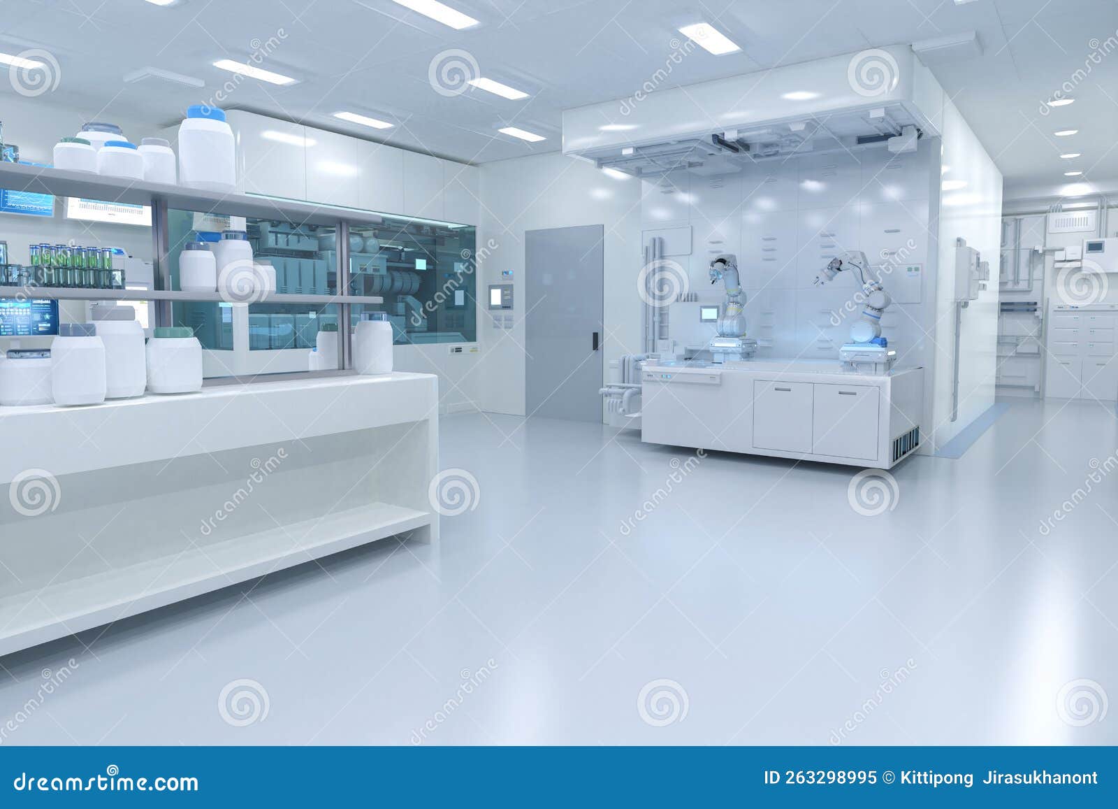 White Futuristic Digital Laboratory Interior in Semiconductor ...