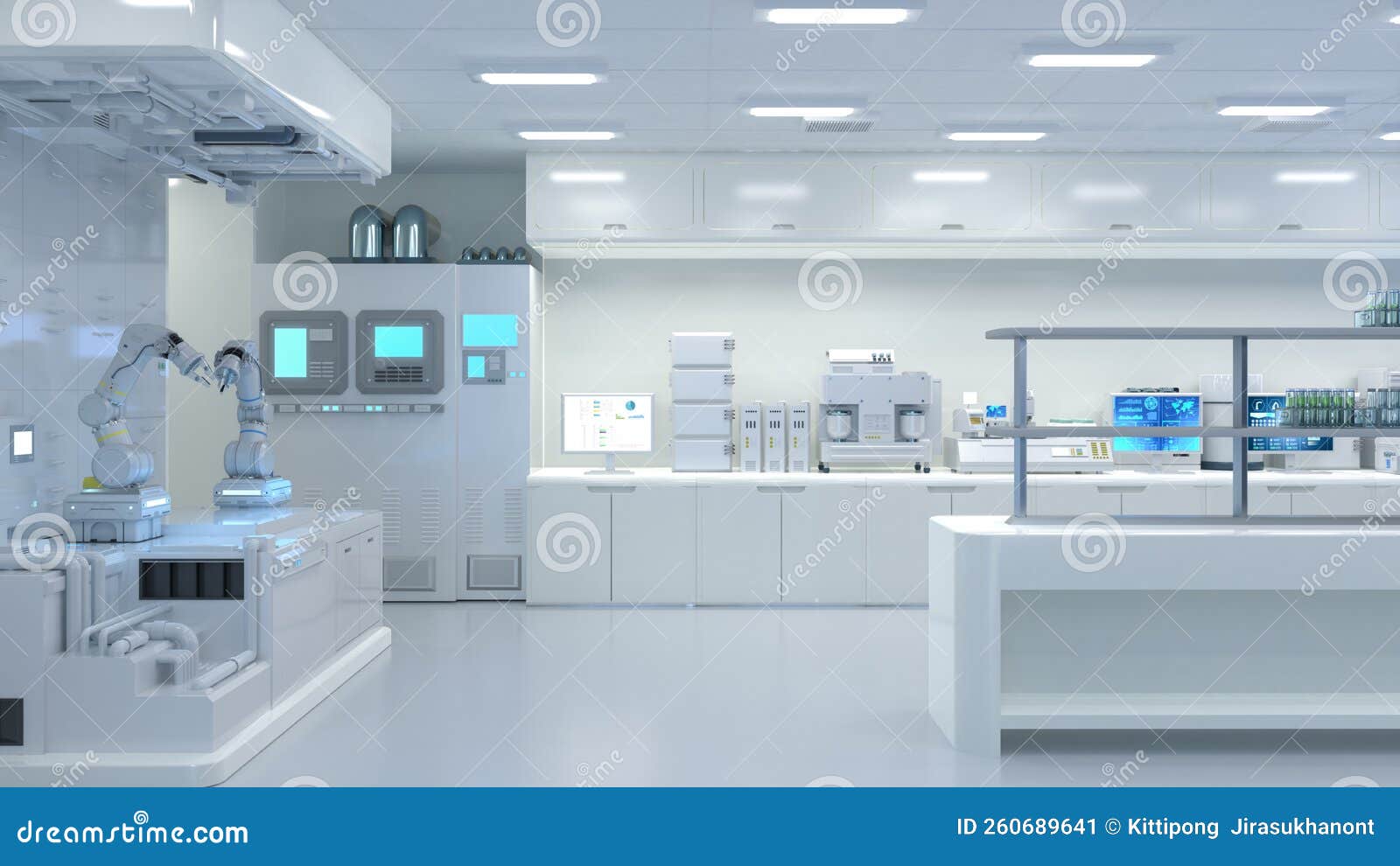 White Futuristic Laboratory Interior in Semiconductor Manufacturing ...