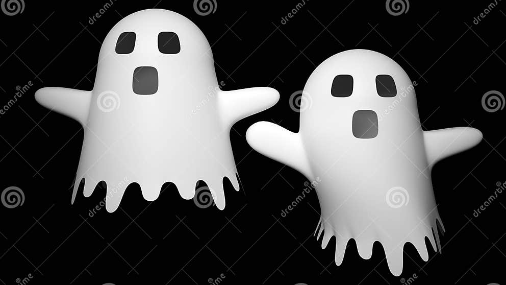 A 3D Rendering of White Ghost Against a Black Background Stock ...