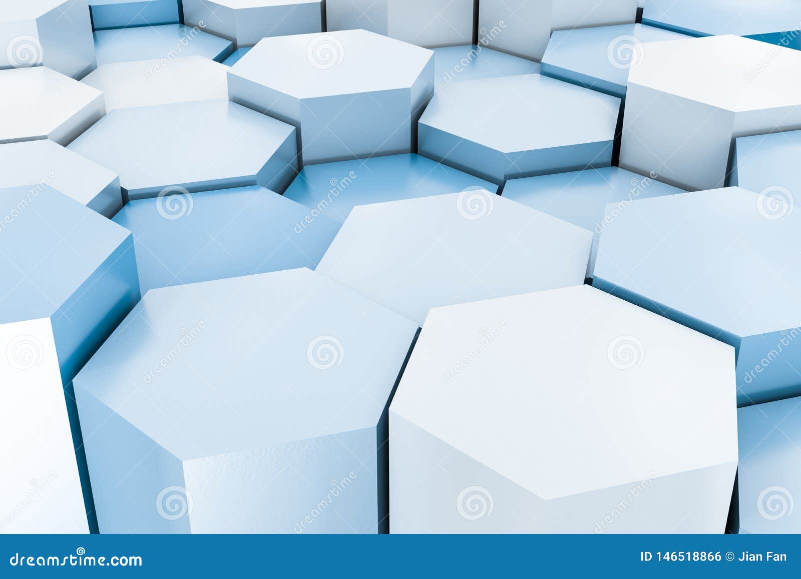 3d Rendering, White Hexagon Cubes Stock Illustration - Illustration of ...