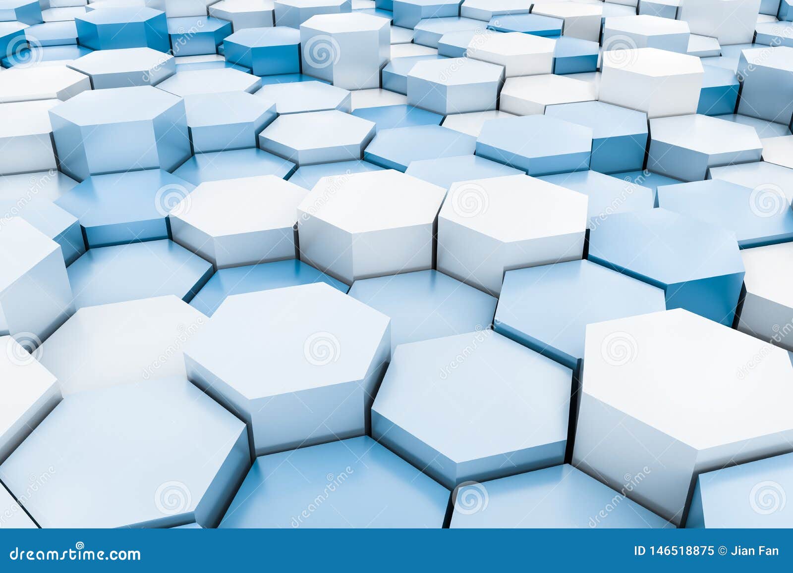 3d Rendering, White Hexagon Cubes Stock Illustration - Illustration of ...