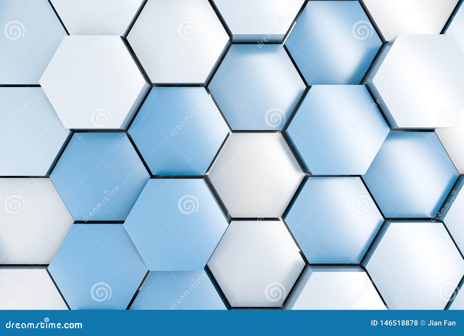 3d Rendering, White Hexagon Cubes Stock Illustration - Illustration of ...