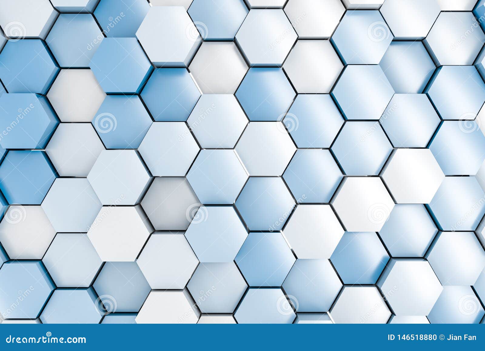 3d Rendering, White Hexagon Cubes Stock Illustration - Illustration of ...